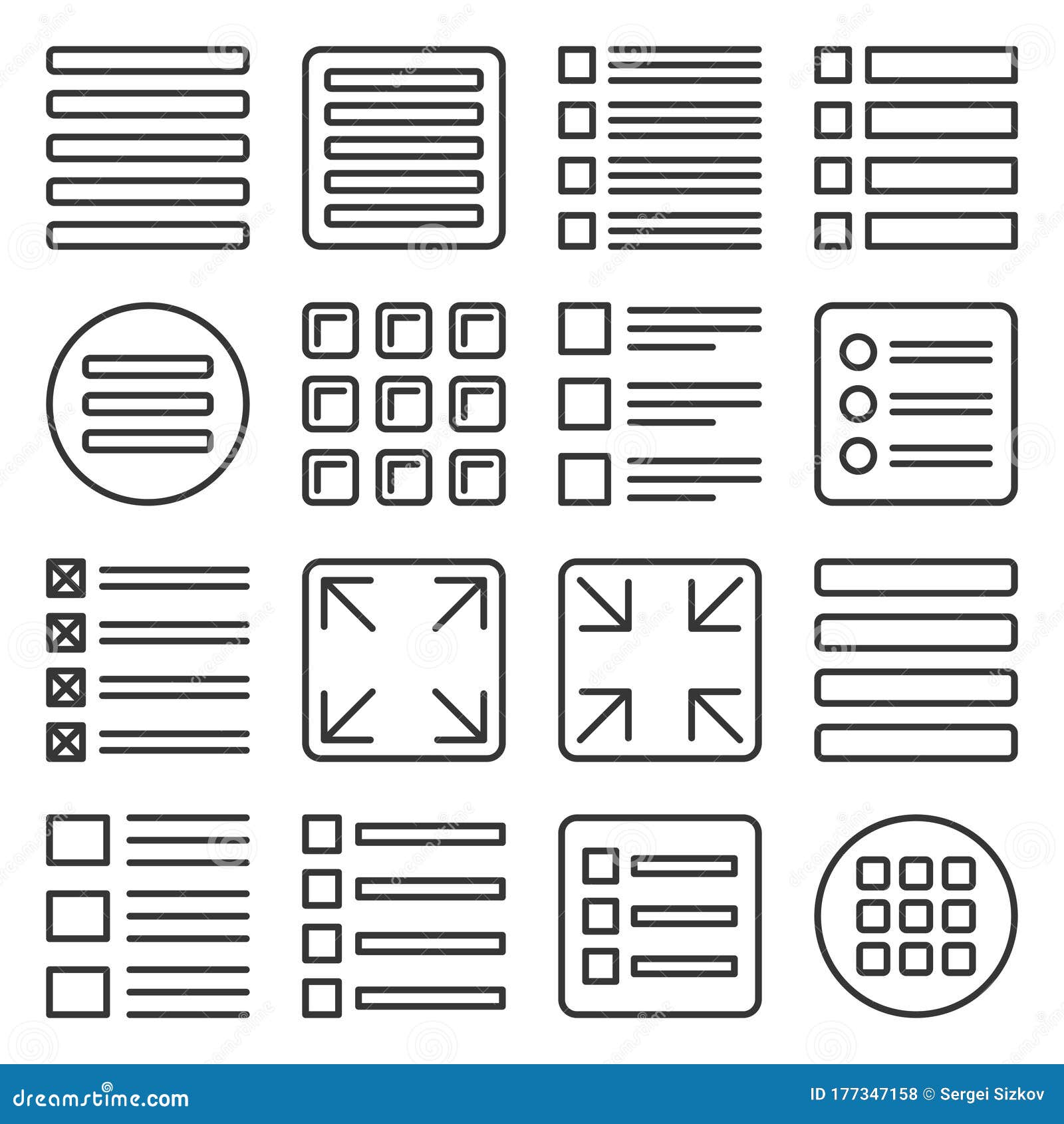 Menu Icons Set on White Background. Line Style Vector Stock Vector ...