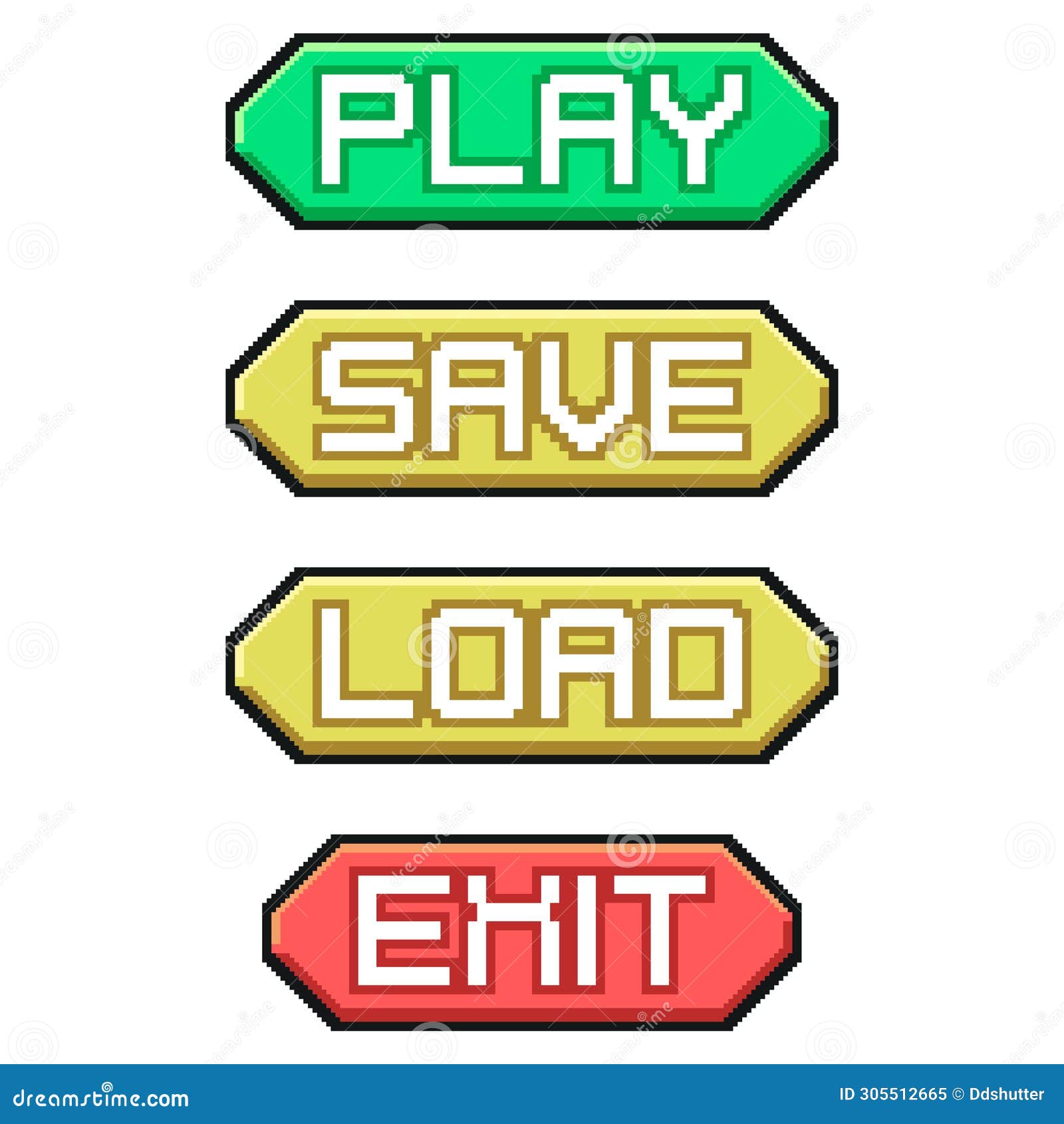 Menu Interface Buttons Pixel Art Set. 8 Bit Graphical User Interface Elements. Game Development ...