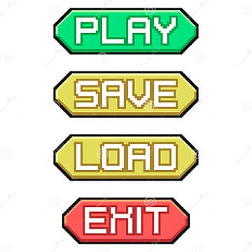 Menu Interface Buttons Pixel Art Set. 8 Bit Graphical User Interface ...