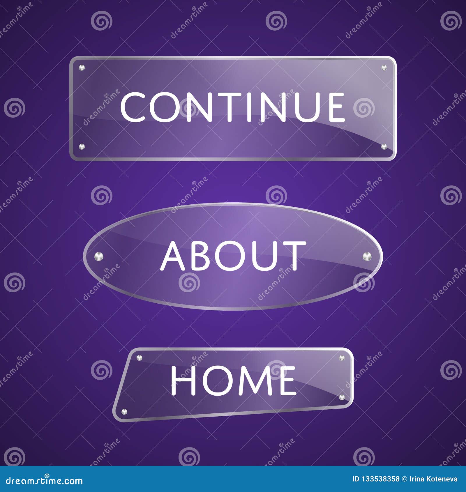 Menu Interface Design with Glass Plates Stock Illustration ...