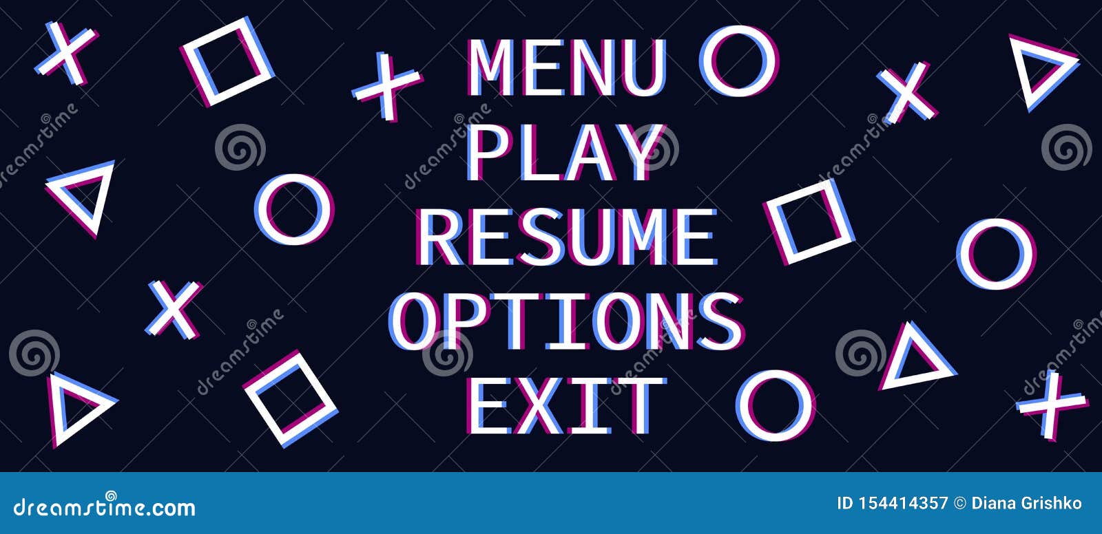 Menu and Interface in Glitch Effect Game Vector Stock Vector ...