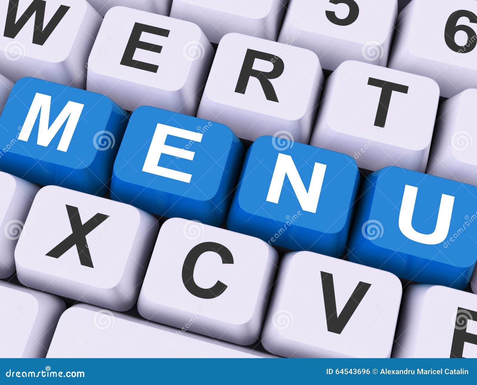 Menu Keys Shows Ordering Food Dishes Online Stock Photo - Image of ...