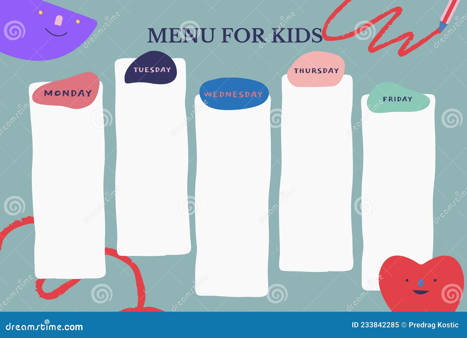 Menu for kids stock illustration. Illustration of presentation - 233842285