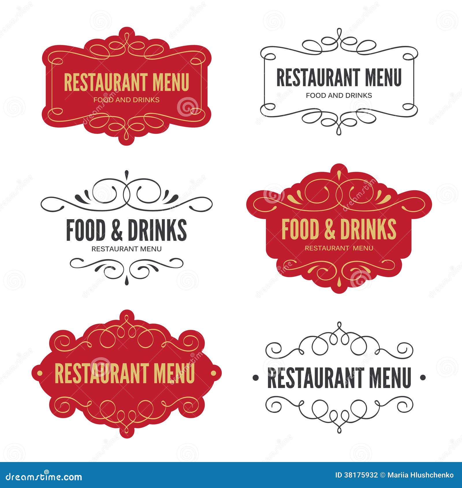 Menu labels stock vector. Illustration of food, emblem - 38175932