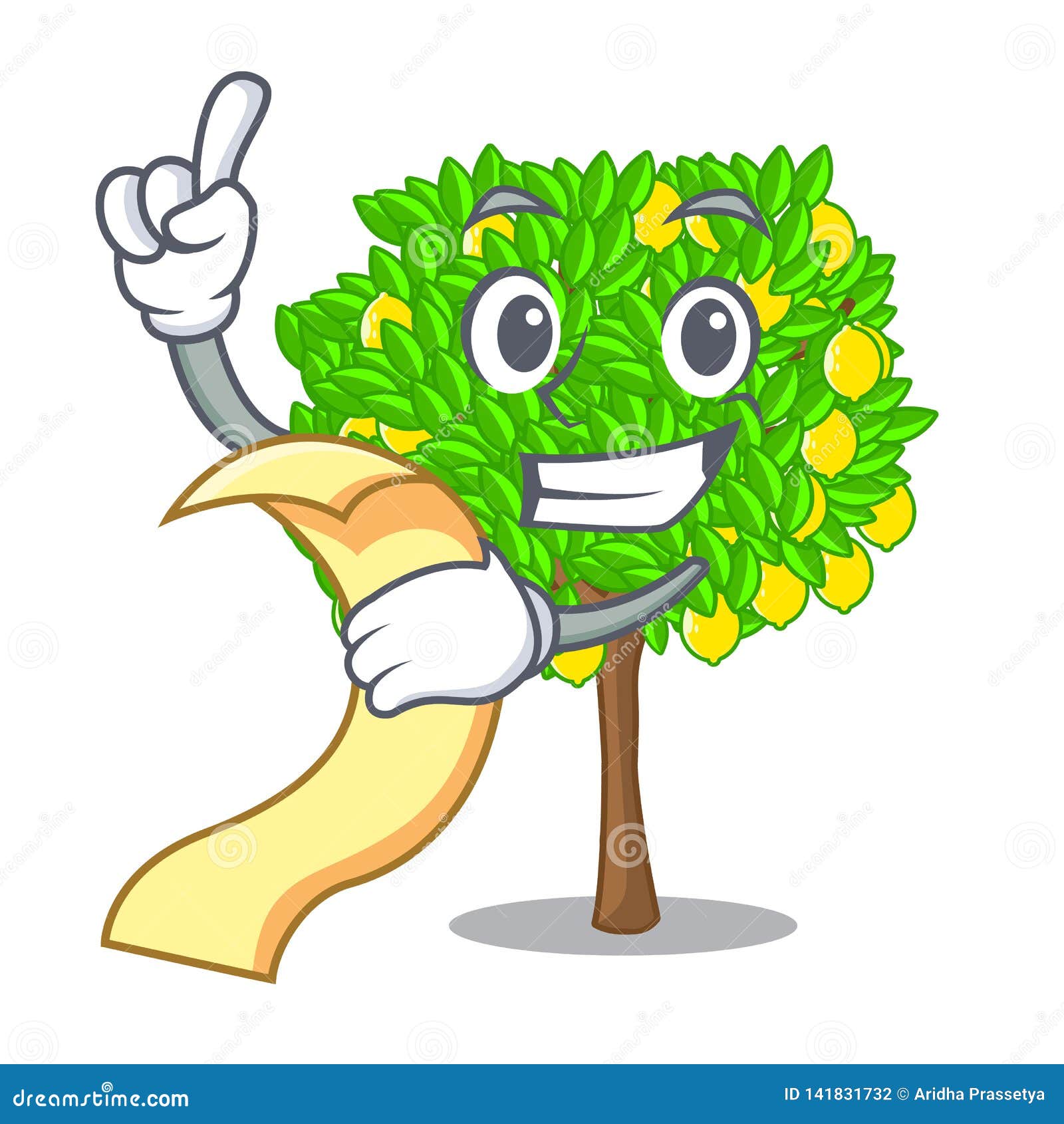 With Menu Lemon Tree Cartoon Next the House Stock Vector - Illustration ...