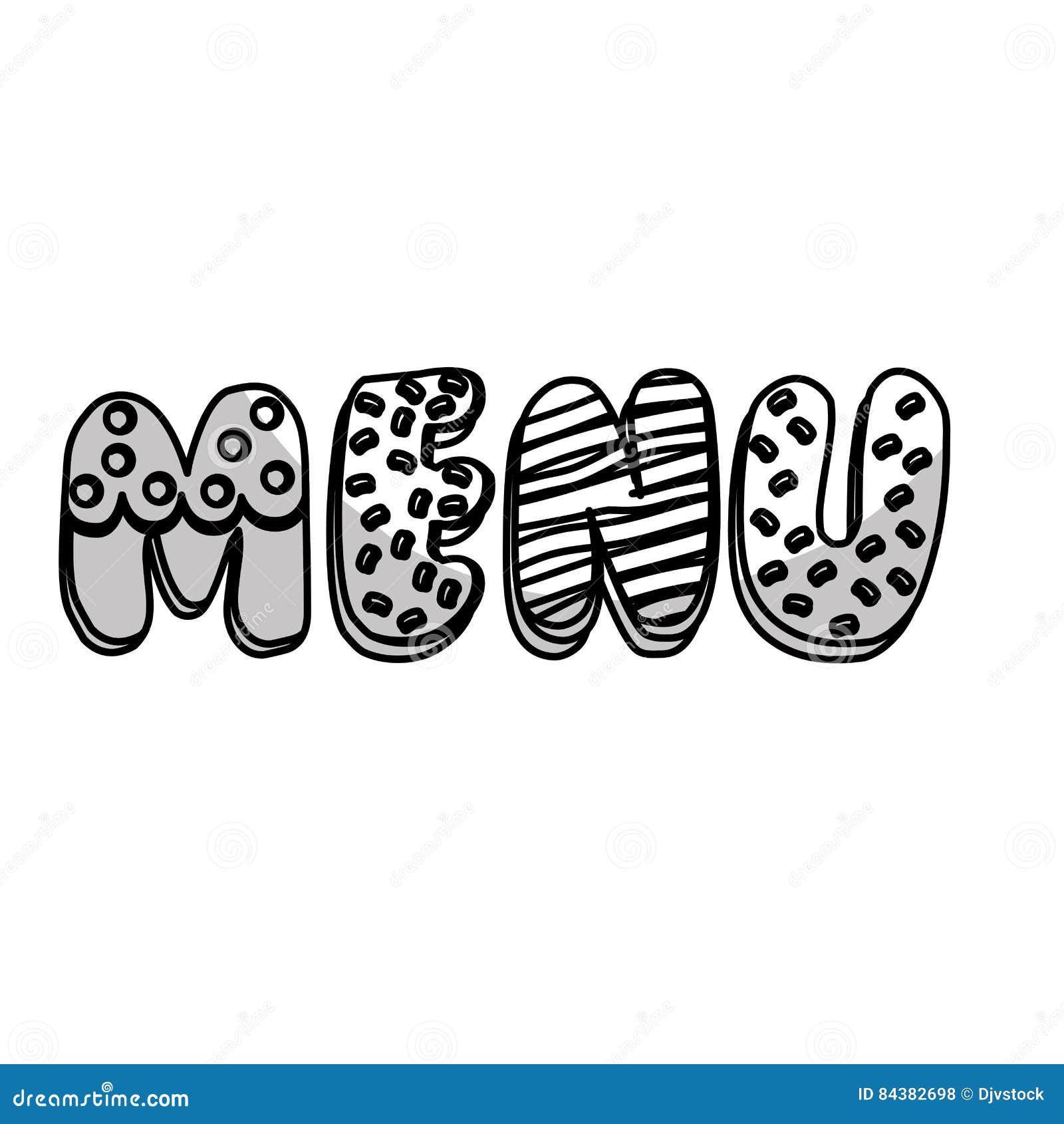 Menu Letters Decorated As Pastry Icon Image Stock Illustration ...