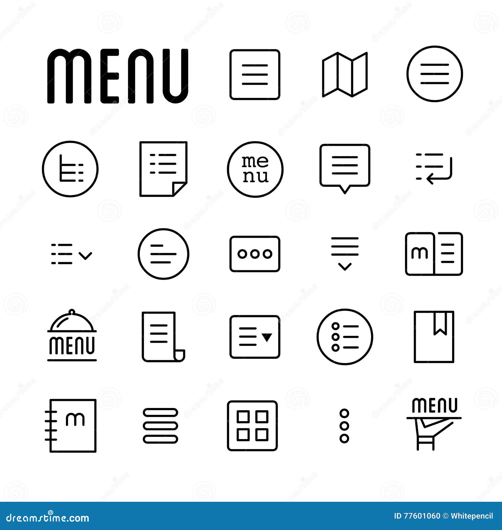 Menu line icons stock vector. Illustration of navigation - 77601060