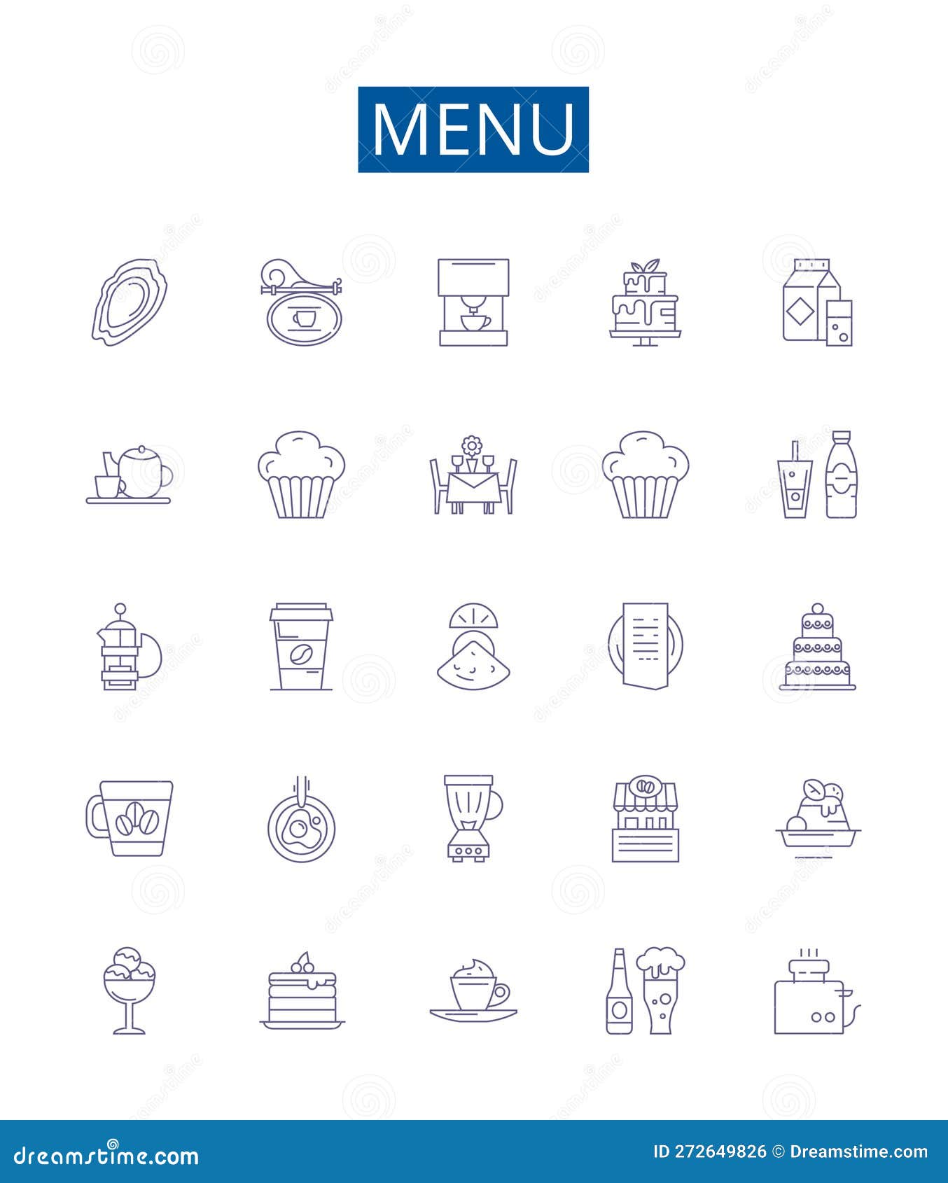 Menu Line Icons Signs Set Design Collection Of Diet Food Cuisine Fare Listing Selections