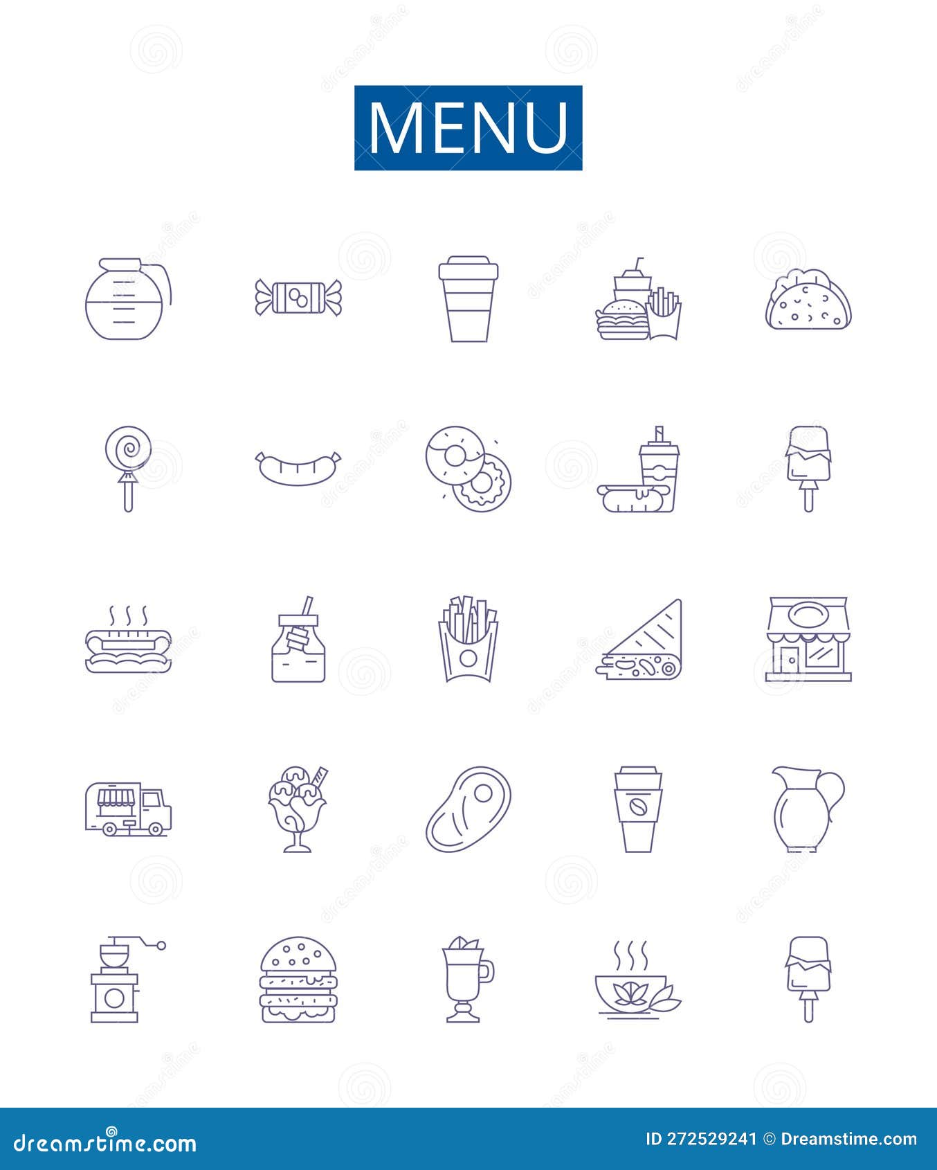 Menu Line Icons Signs Set Design Collection Of Diet Food Cuisine Fare Listing Selections