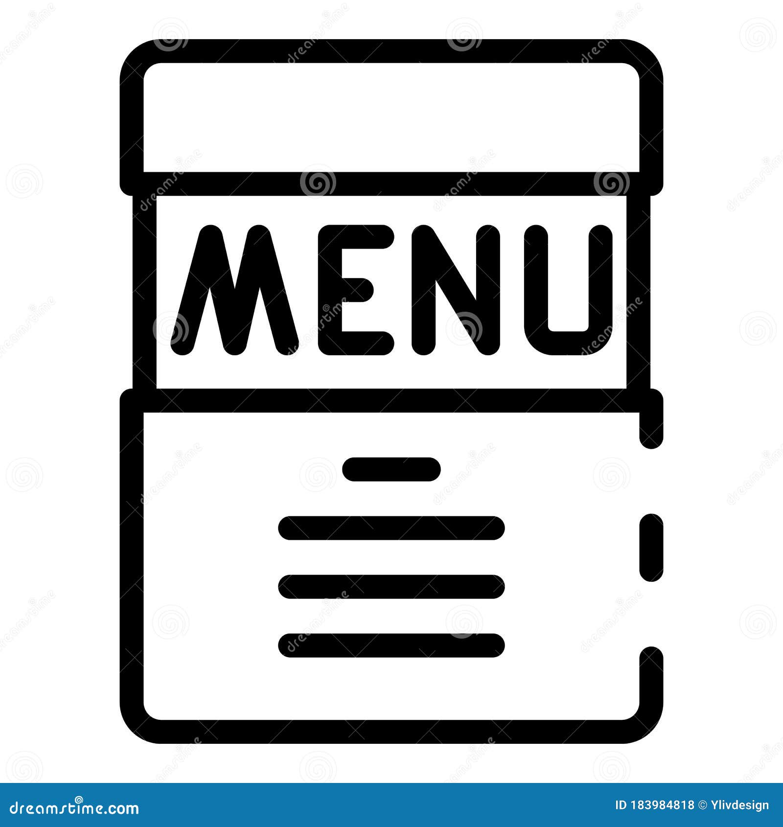 Menu List Icon, Outline Style Stock Vector - Illustration of isolated ...