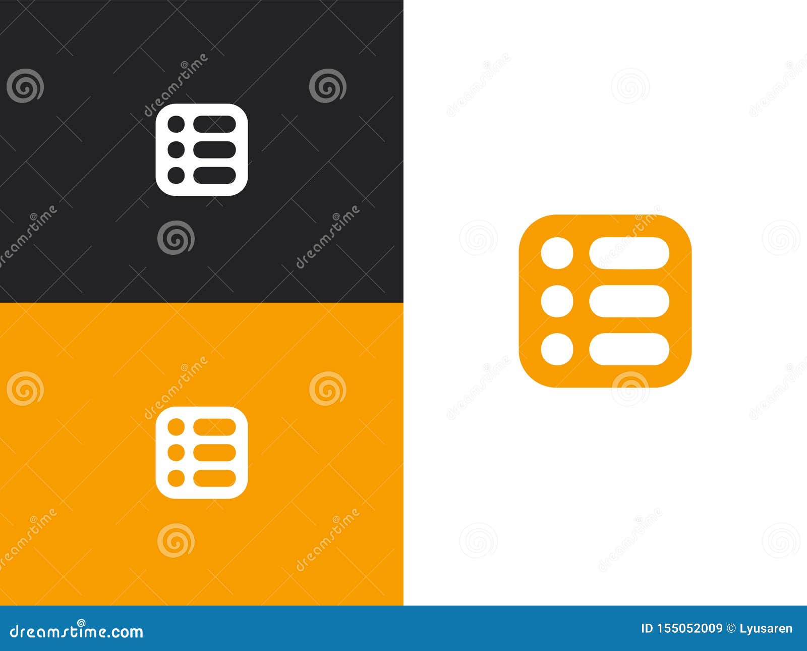 Menu, List Icon, Pictogram in Square Rounded Shape Stock Illustration ...