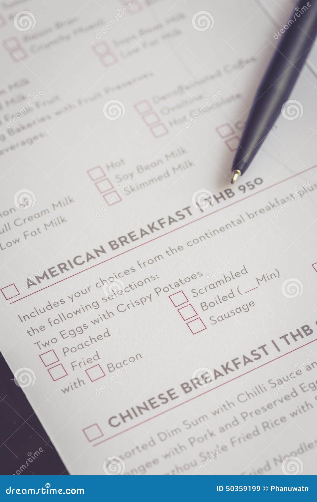 Menu list with pen stock image. Image of breakfast, vintage - 50359199