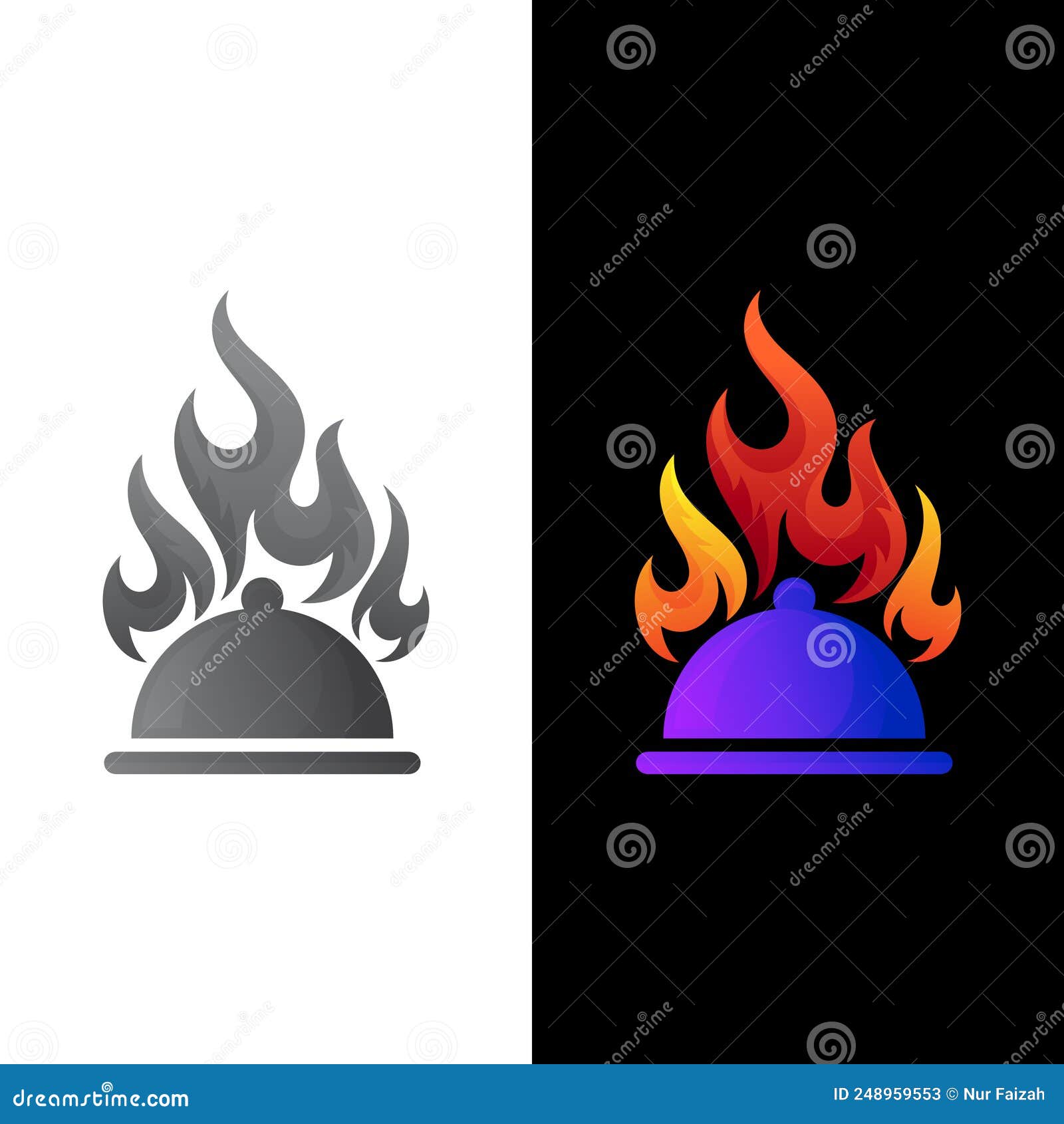 Menu Logo and Fire Design Combination, Hot and Food Stock Vector ...