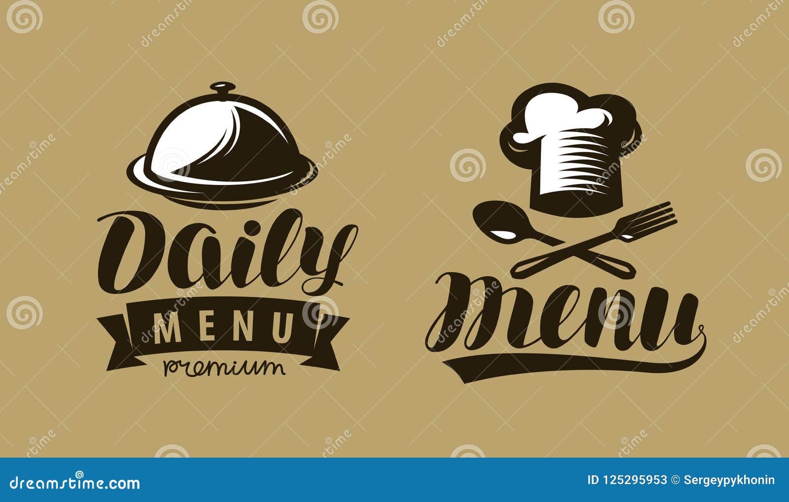 Daily Menu Logo or Label. Symbol of Restaurant or Cafe. Lettering ...