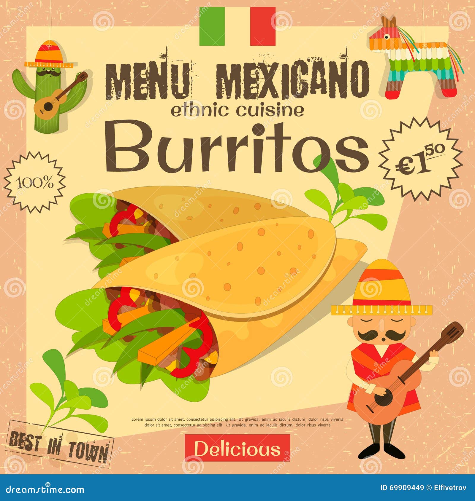 Menu mexicain illustration de vecteur. Illustration du savoureux - 69909449