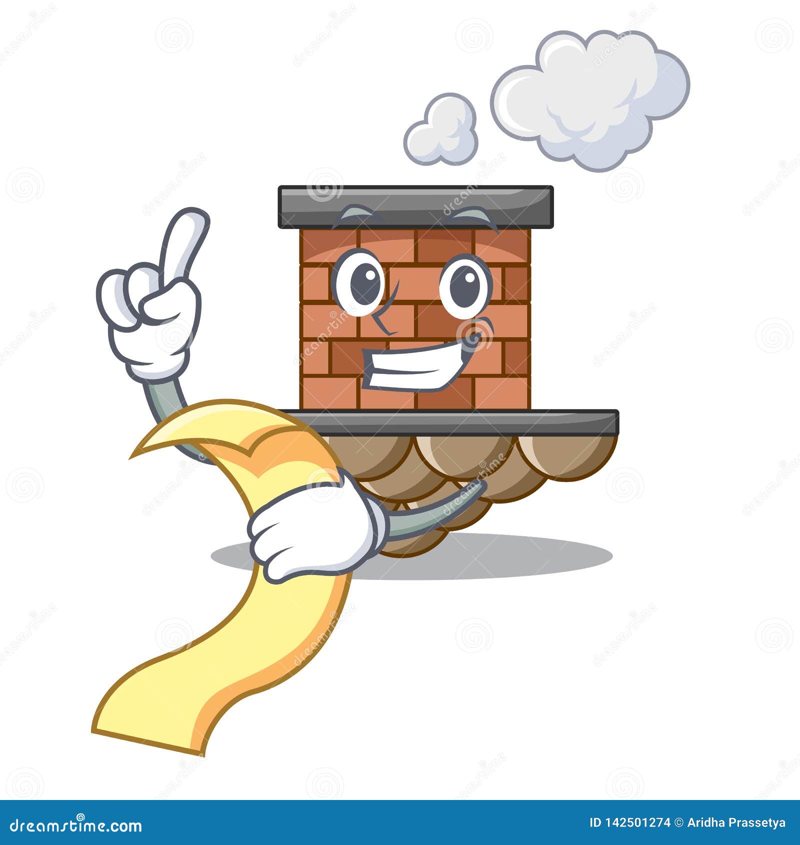 With Menu Miniature Cartoon Brick Chimney Above Table Stock Vector ...