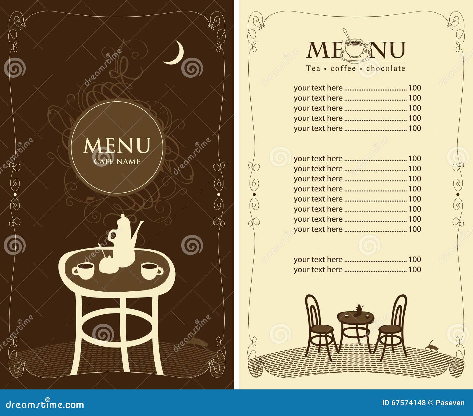 Menu for the night cafe stock vector. Illustration of banner - 67574148