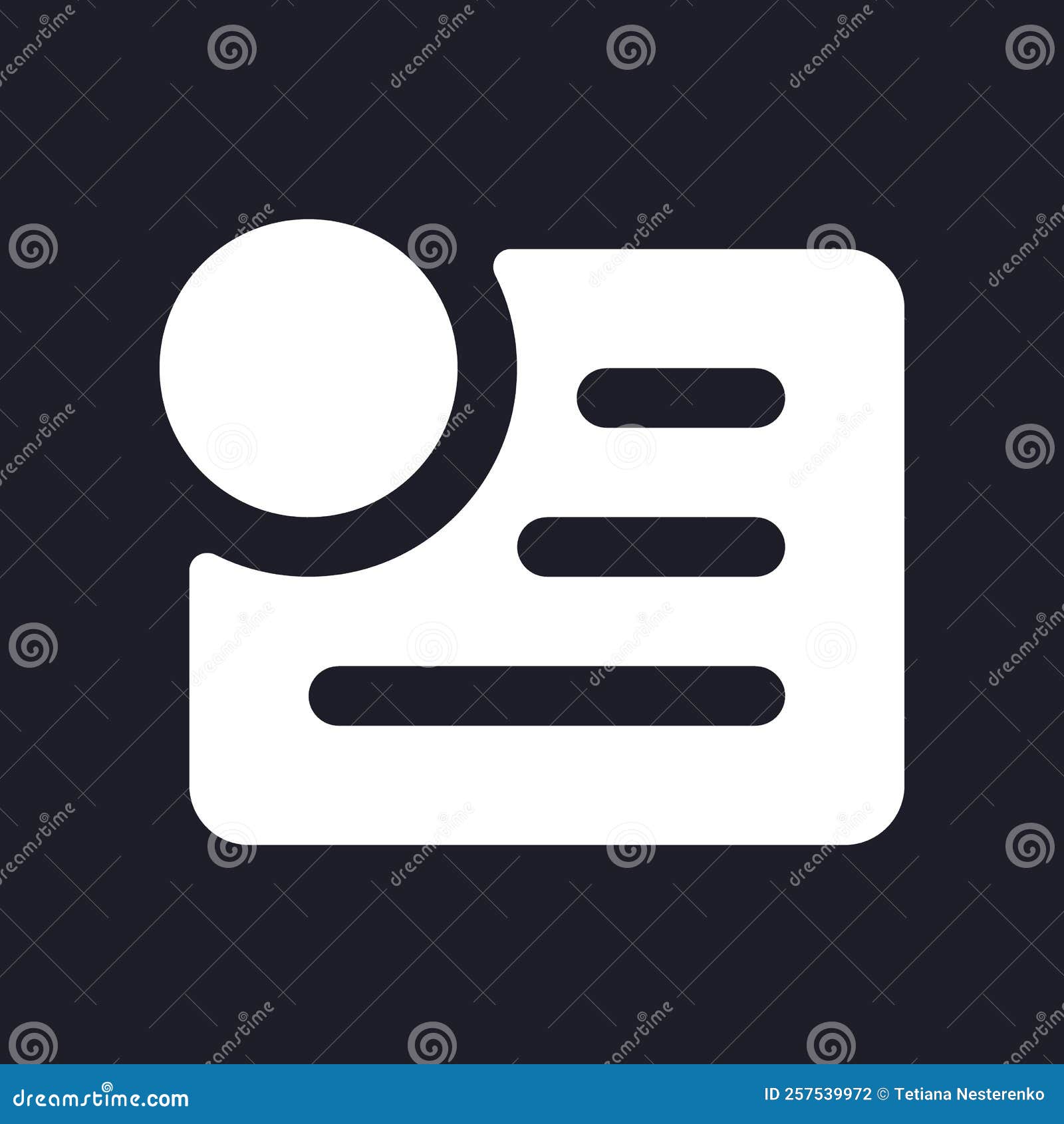 Menu Notification Dark Mode Glyph Ui Icon Stock Vector - Illustration ...