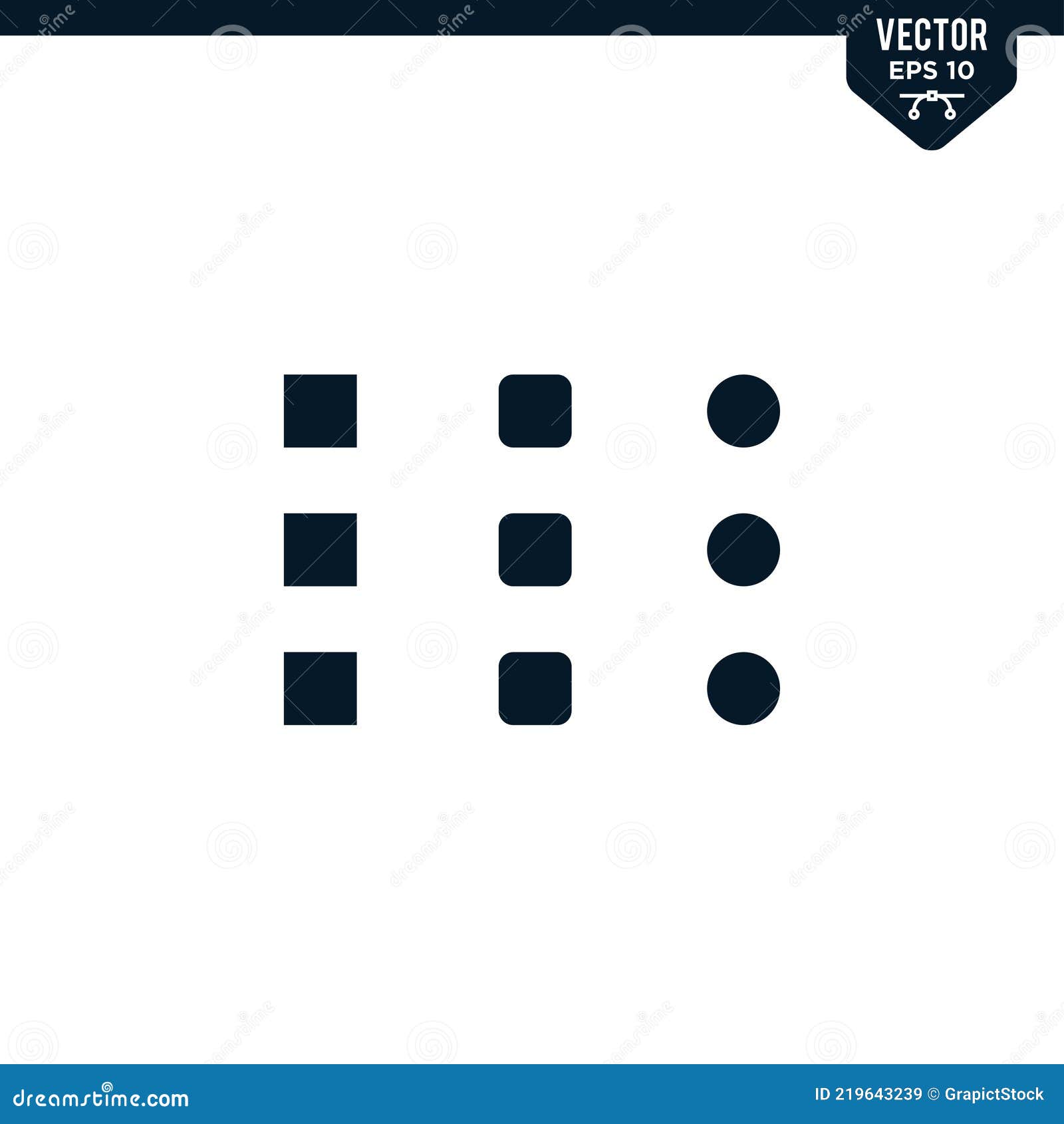 Menu Option Icon Collection in Glyph Style, Solid Color Vector Stock ...