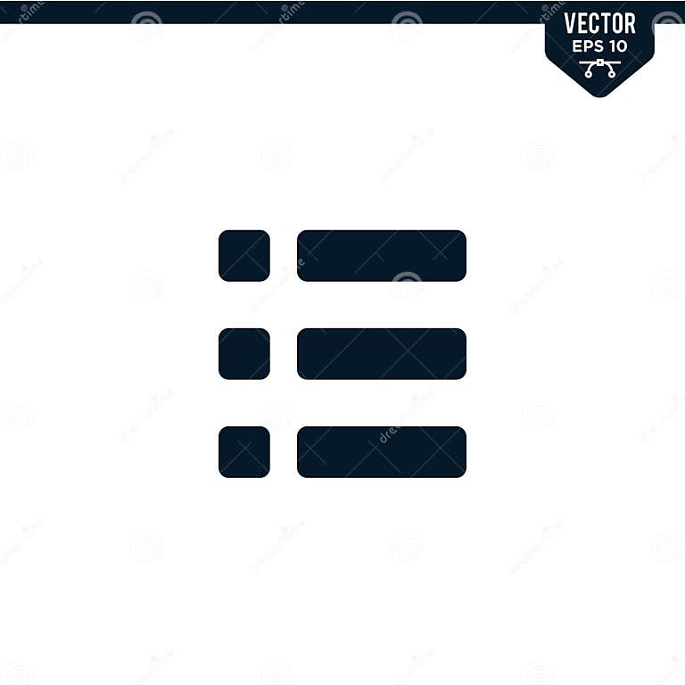 Menu Option Icon Collection in Glyph Style, Solid Color Vector Stock ...