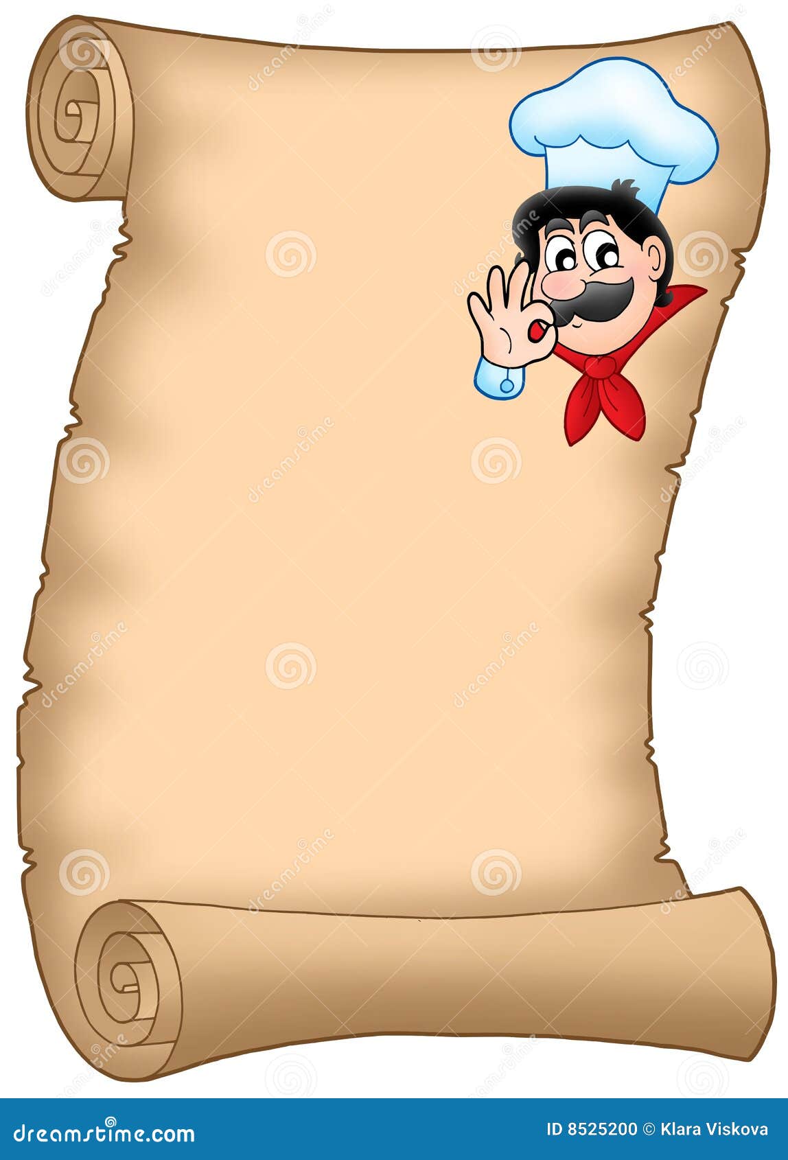 Menu Parchment with Cartoon Chef Stock Illustration - Illustration of ...