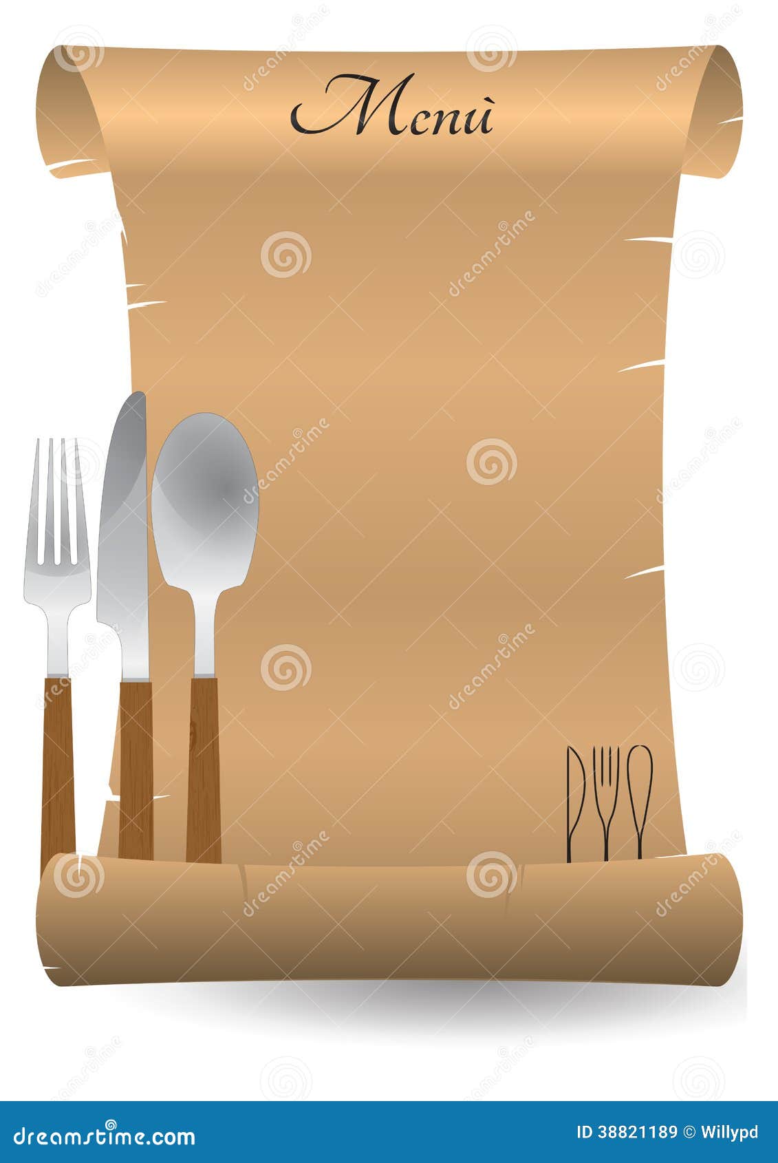 Menu parchment stock vector. Illustration of menu, knife - 38821189