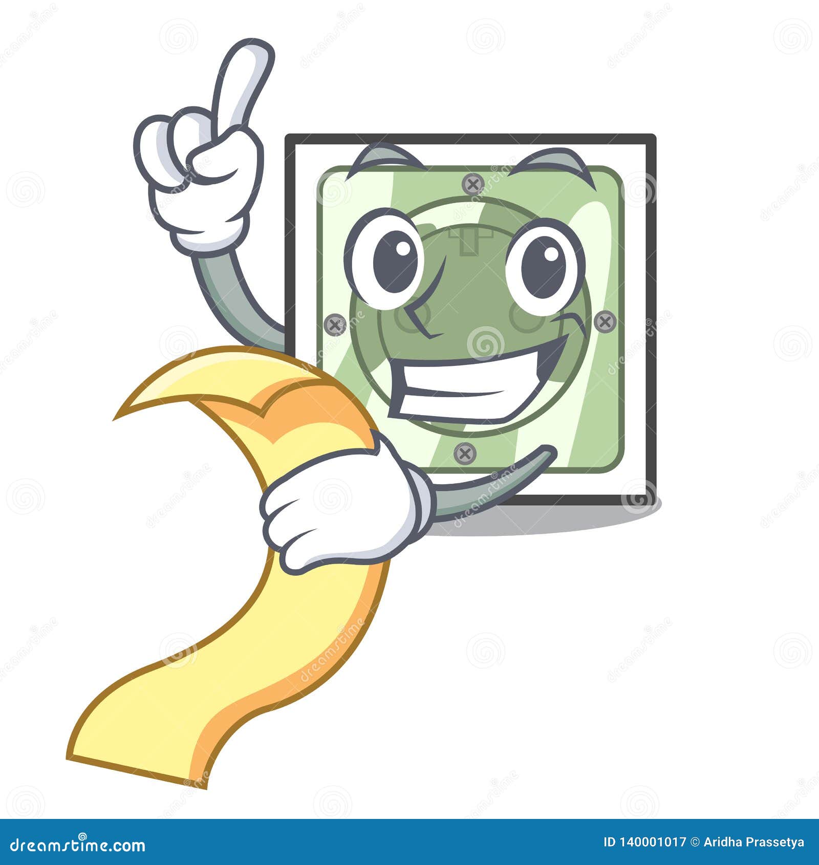 With Menu Power Socket on Wooden Cartoon Table Stock Vector ...