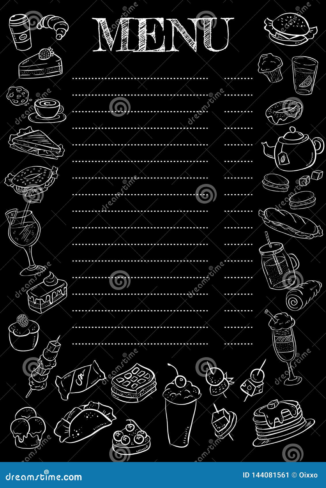 Menu Preto E Branco Do Quadro Ilustra??o Do Vetor Ilustração do Vetor ...