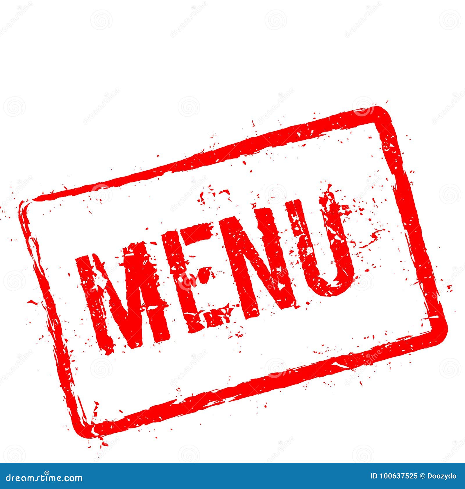 Menu Red Rubber Stamp Isolated on White. Stock Vector - Illustration of ...