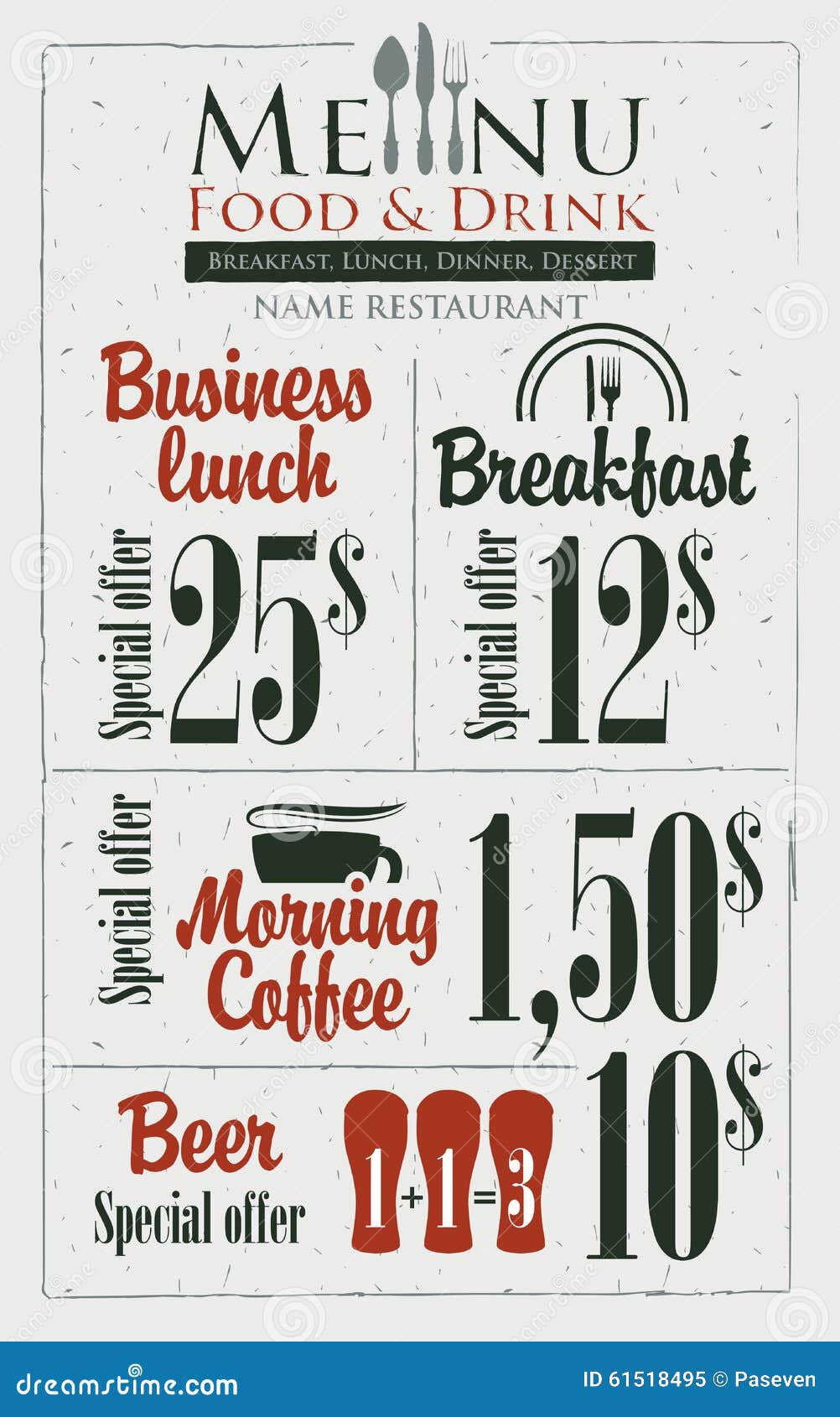 Menu for the restaurant stock vector. Illustration of restaurant - 61518495