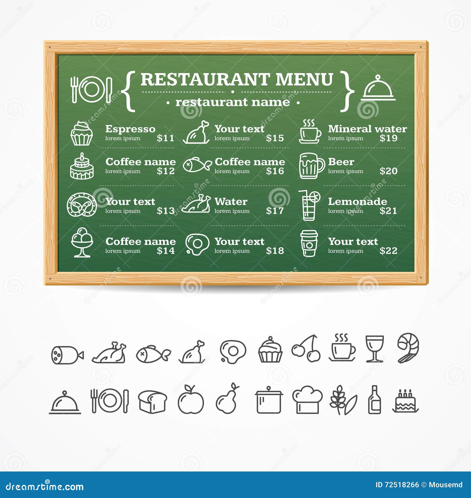 Menu Restaurant Board. Vector Stock Vector - Illustration of food ...