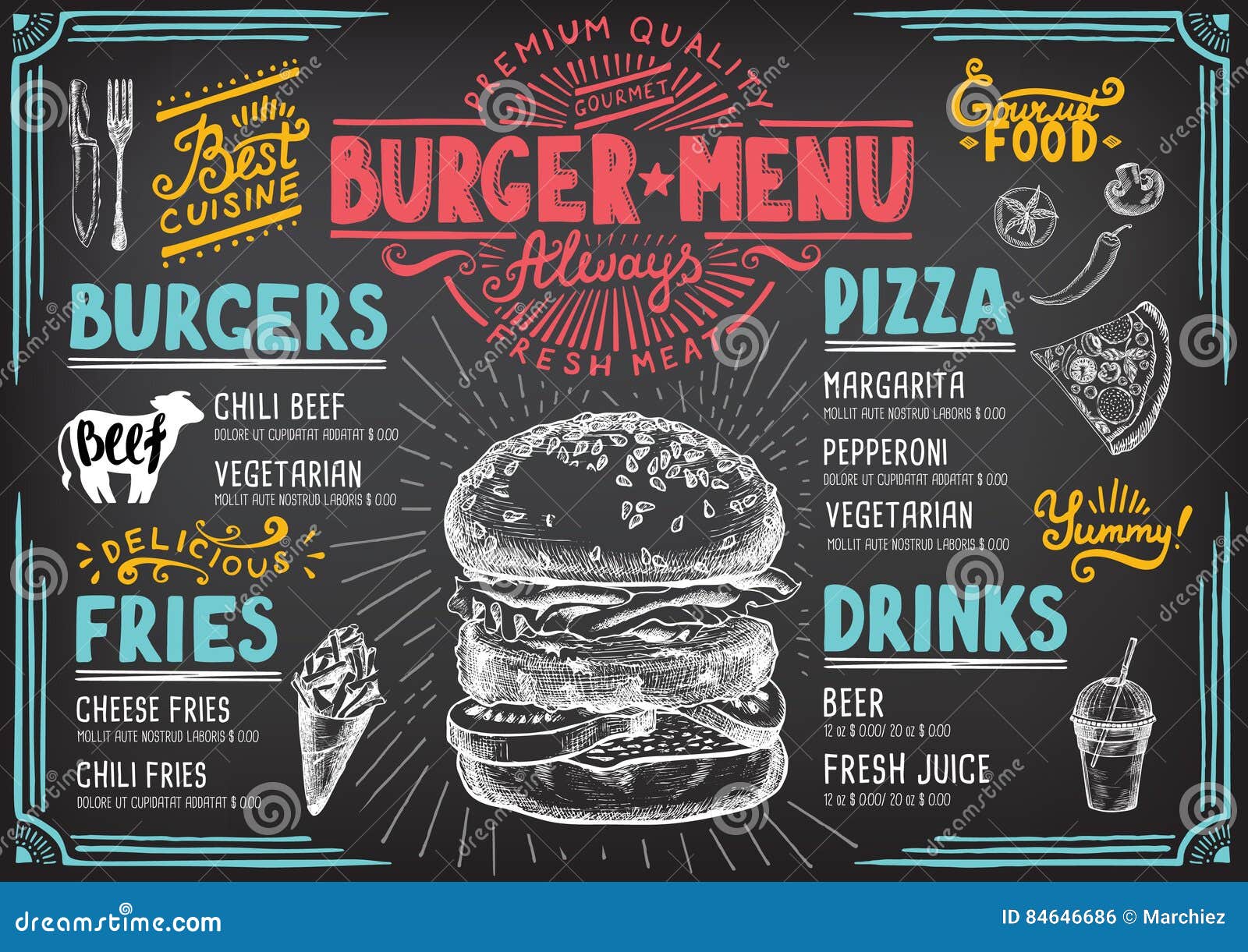 Menu Restaurant, Food Template. Vector Illustration | CartoonDealer.com ...