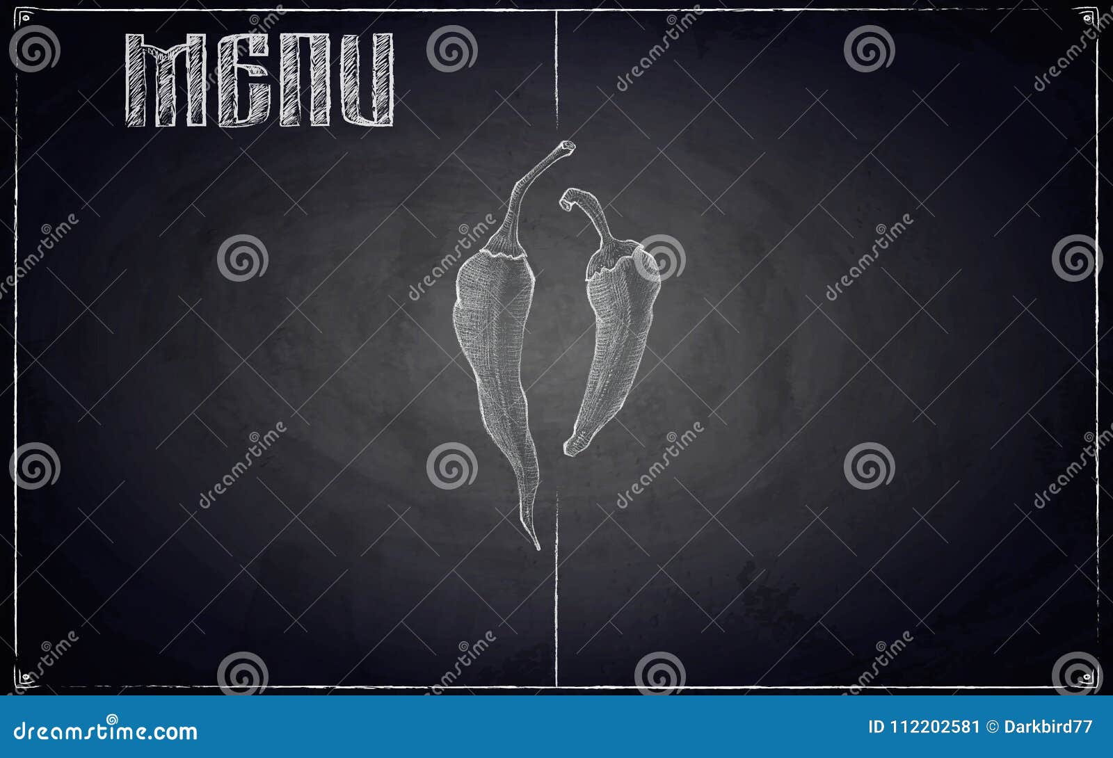 Menu of Restaurant with Hand Drawn Chilli Pepper on Black Chalkboard ...