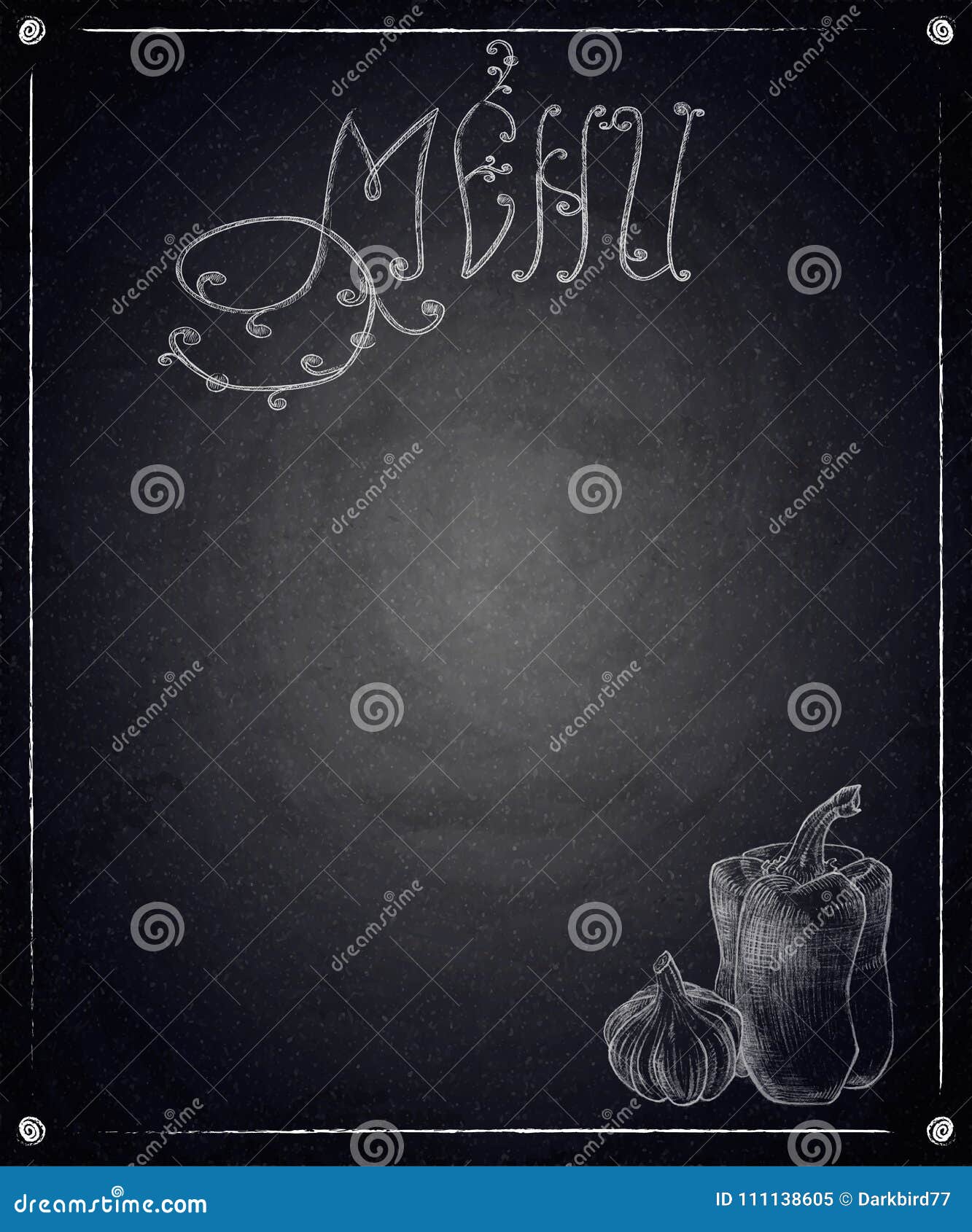 Menu of Restaurant with Hand Drawn Vegetables on Black Chalkboard ...