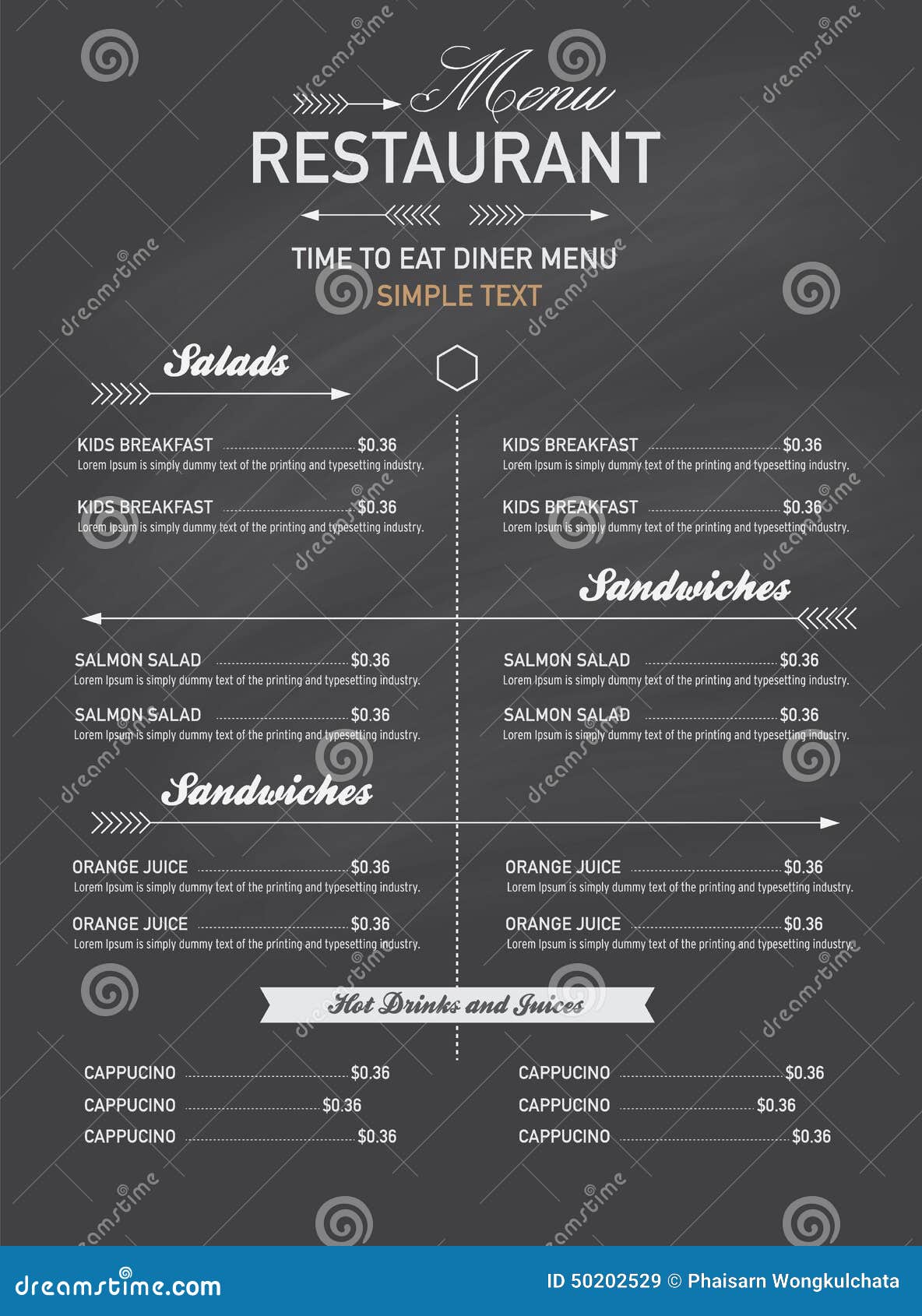 Menu Restaurant Hipster Style. Stock Vector - Illustration of magazine ...