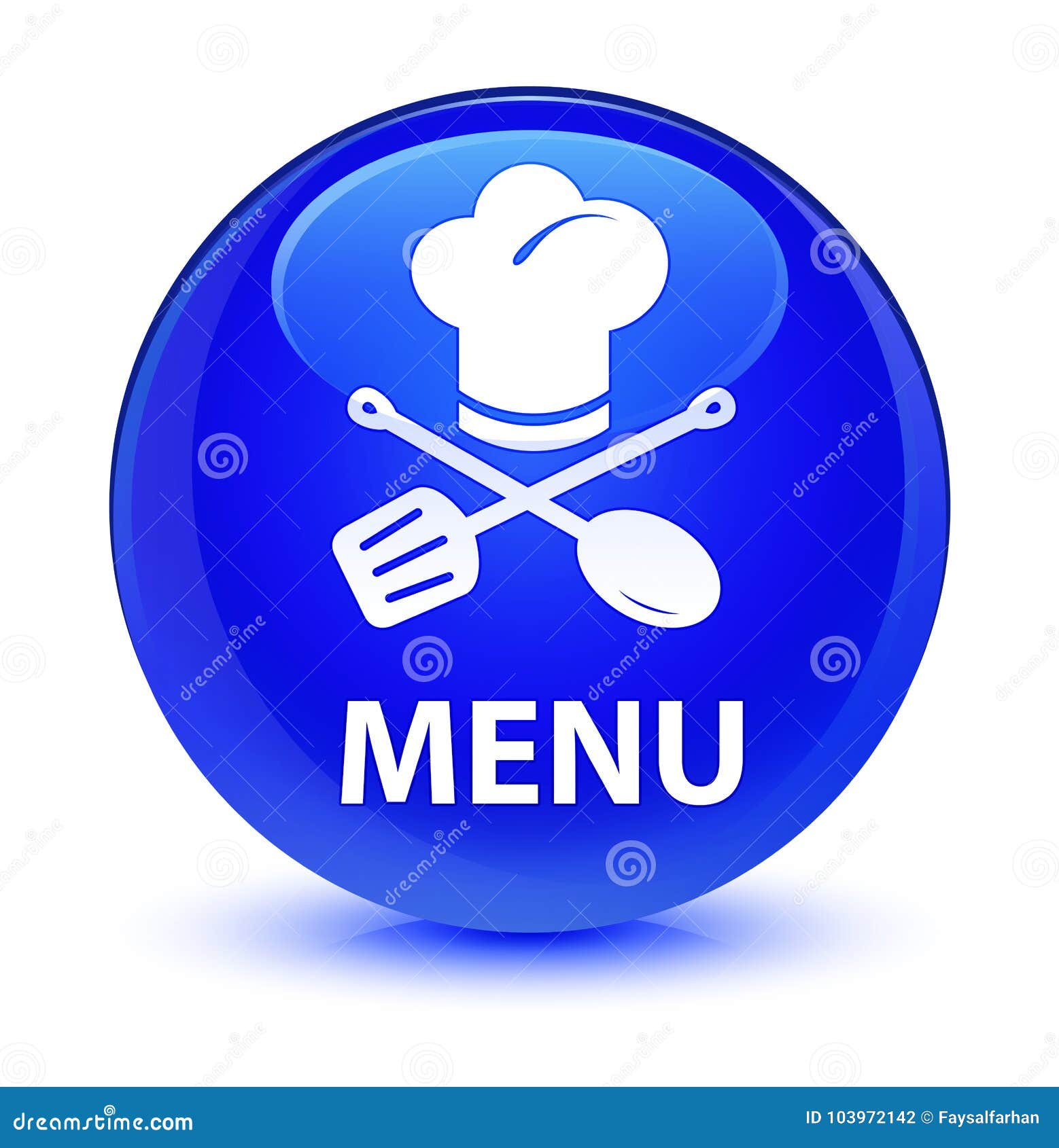 Menu (restaurant Icon) Glassy Blue Round Button Stock Illustration ...