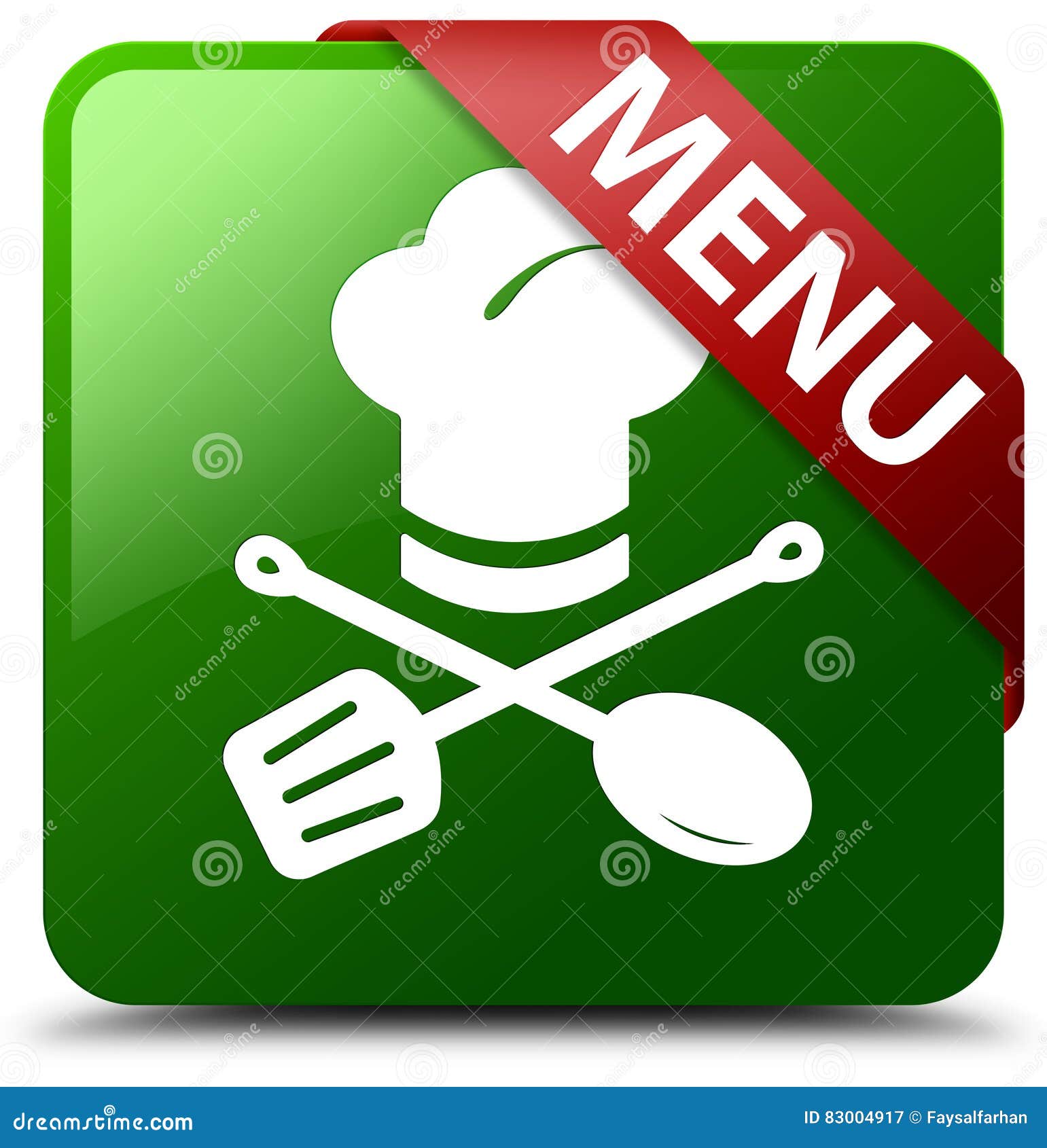Menu Restaurant Icon Green Square Button Stock Illustration ...