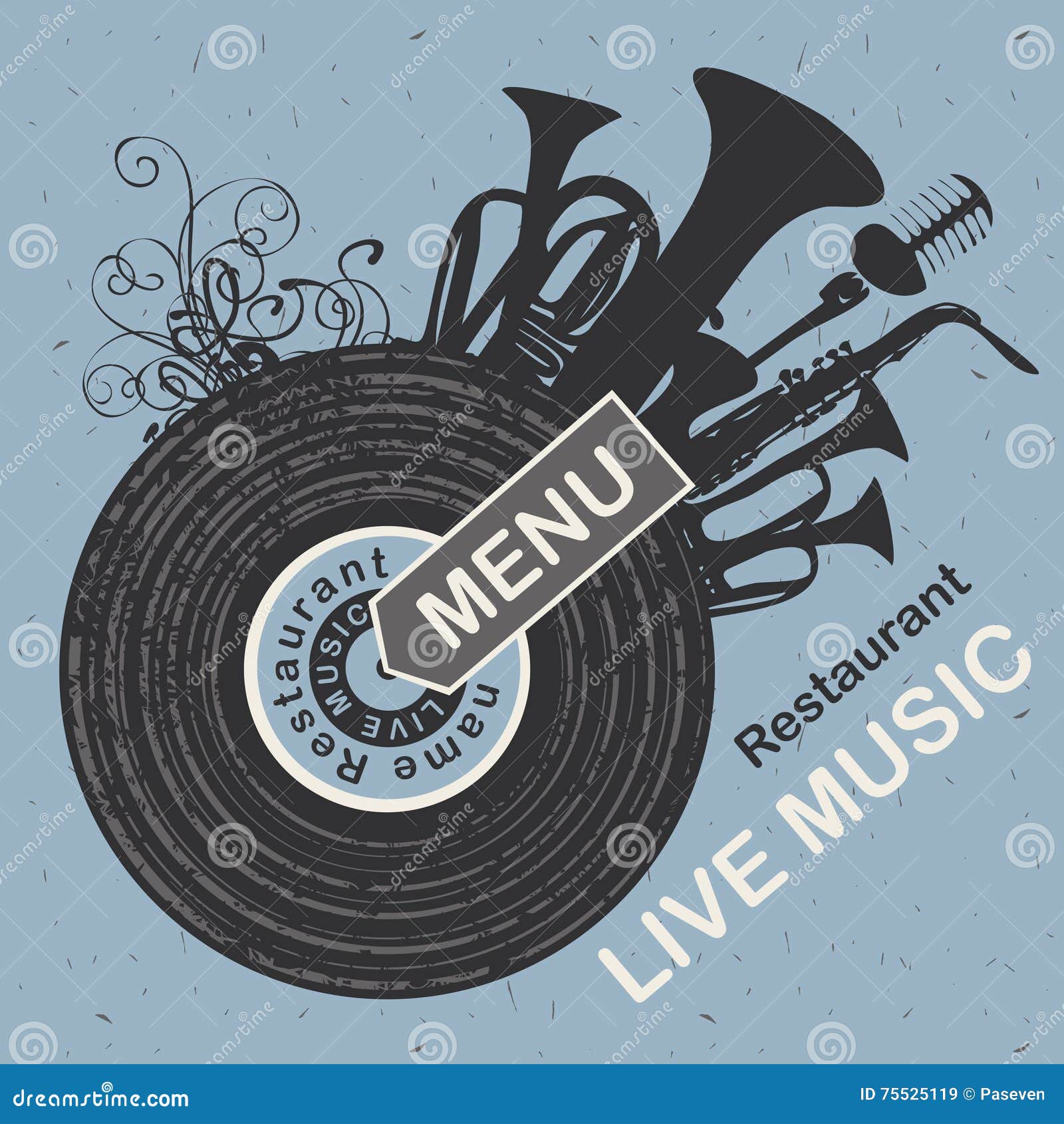 Menu Restaurant with Live Music Stock Vector - Illustration of fresh ...