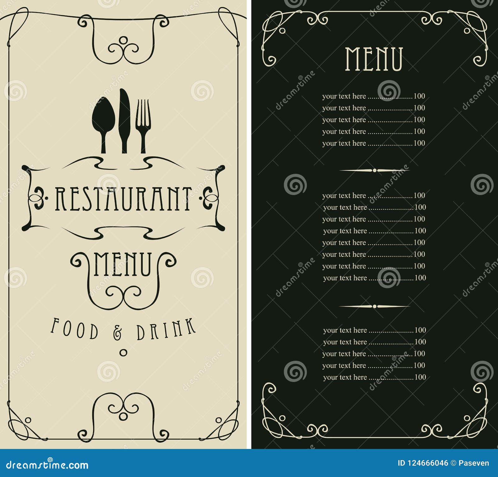 Menu for Restaurant with Price List and Flatware Stock Vector ...