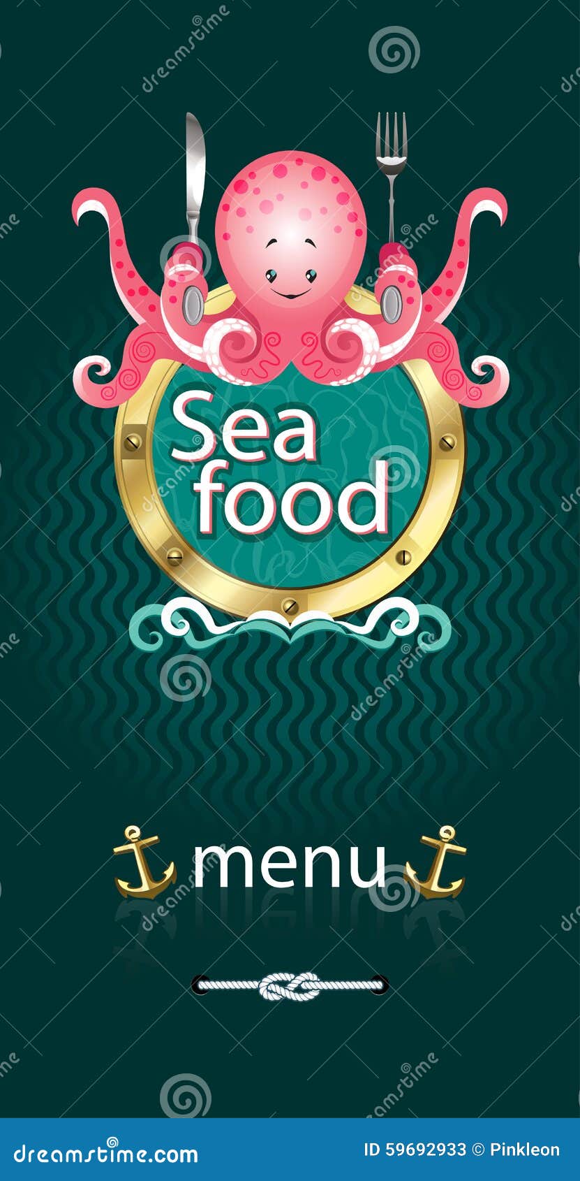 Menu for Restaurant Sea Food Octopus Stock Illustration - Illustration ...