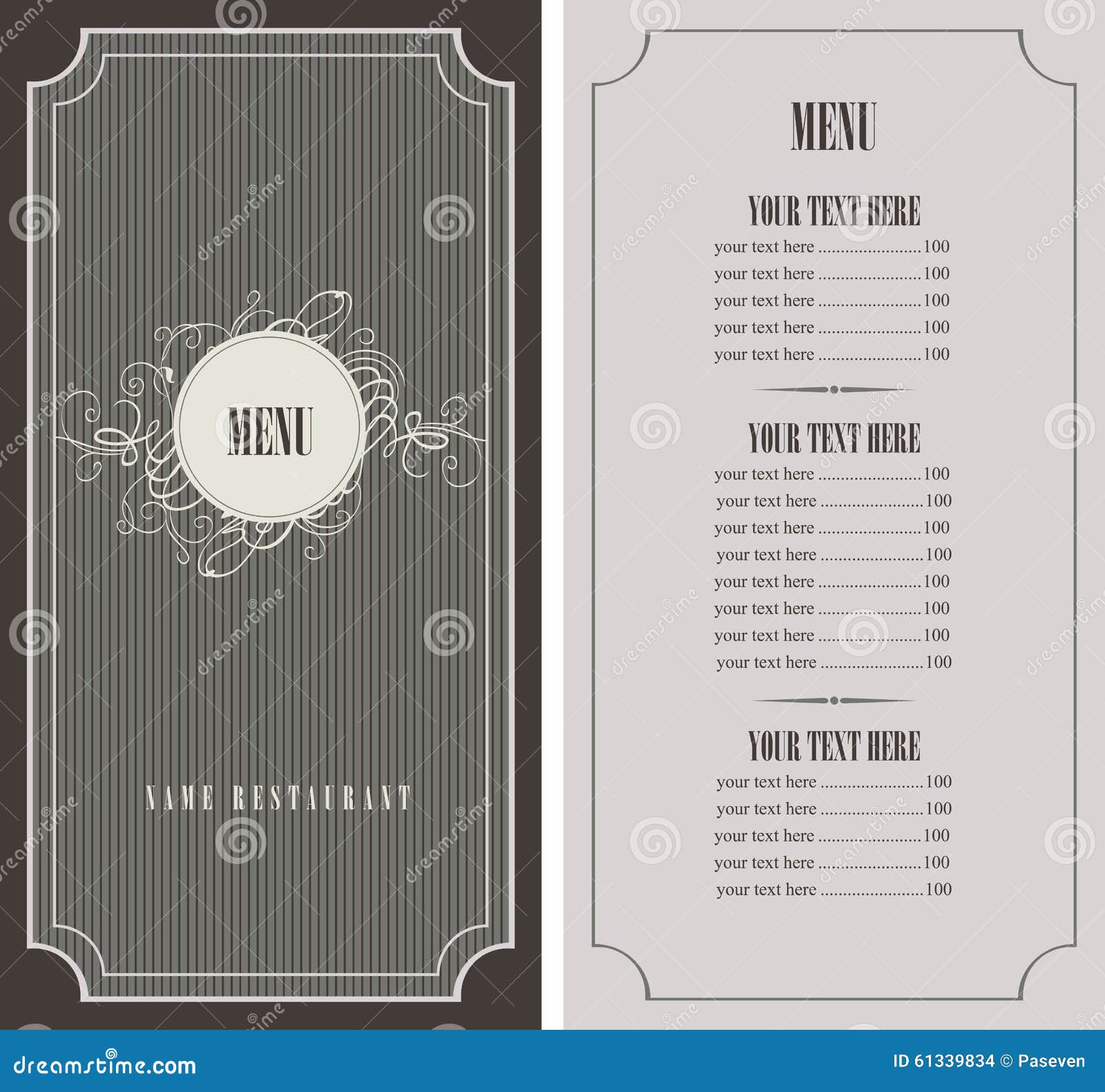 Menu in retro style stock vector. Illustration of price - 61339834