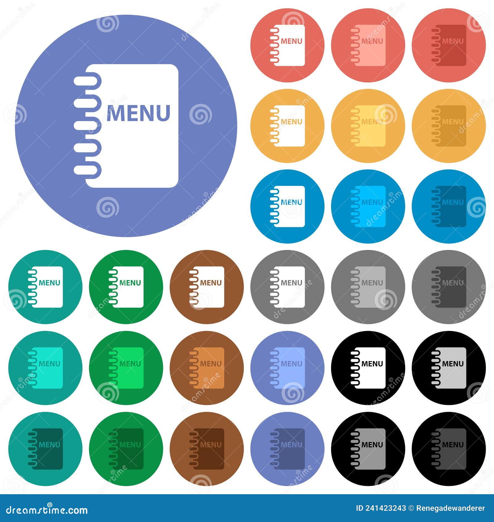 Menu Round Flat Multi Colored Icons Stock Vector - Illustration of flat ...