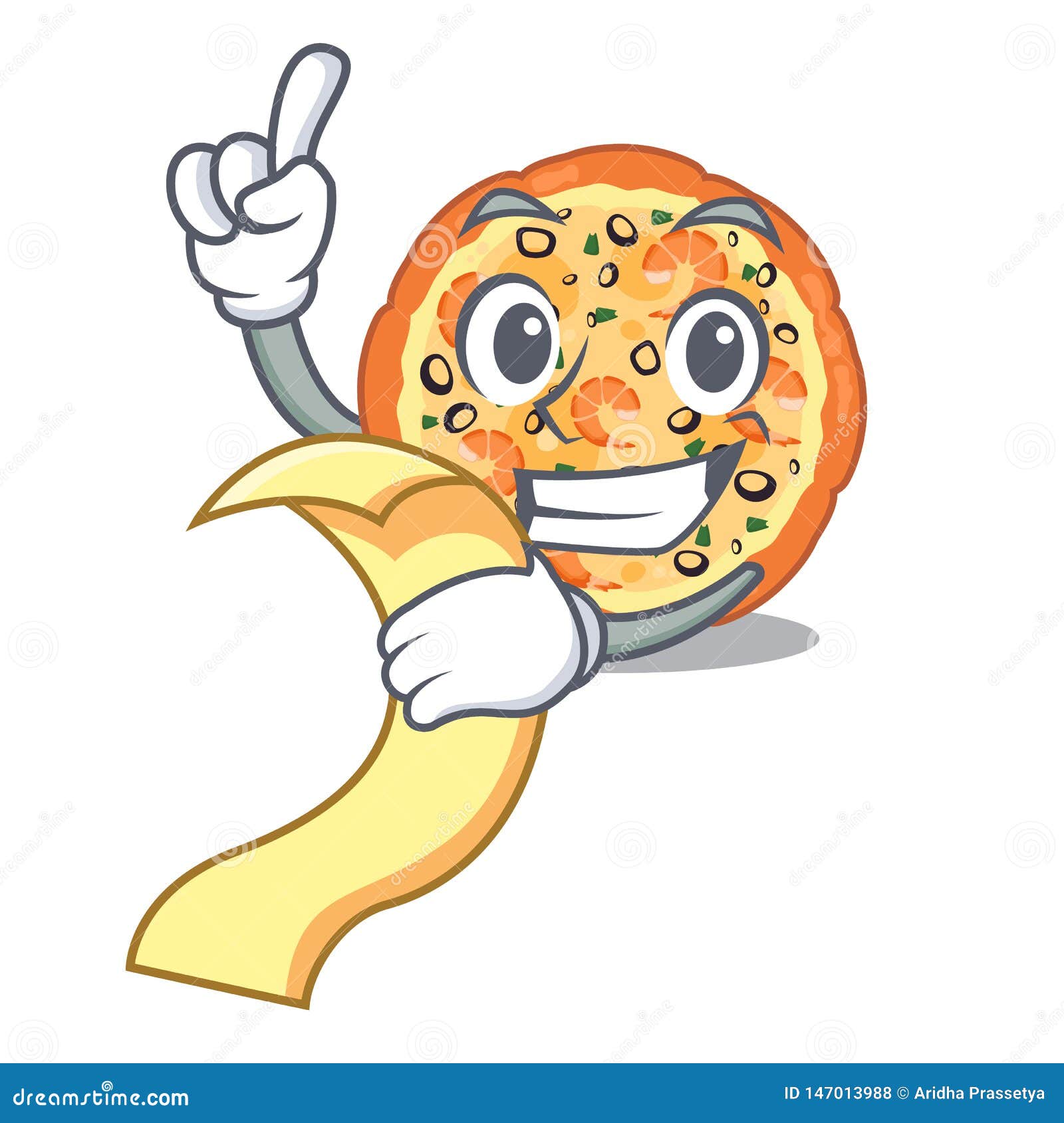 With Menu Seafood Pizza in the Mascot Shape Stock Vector - Illustration ...