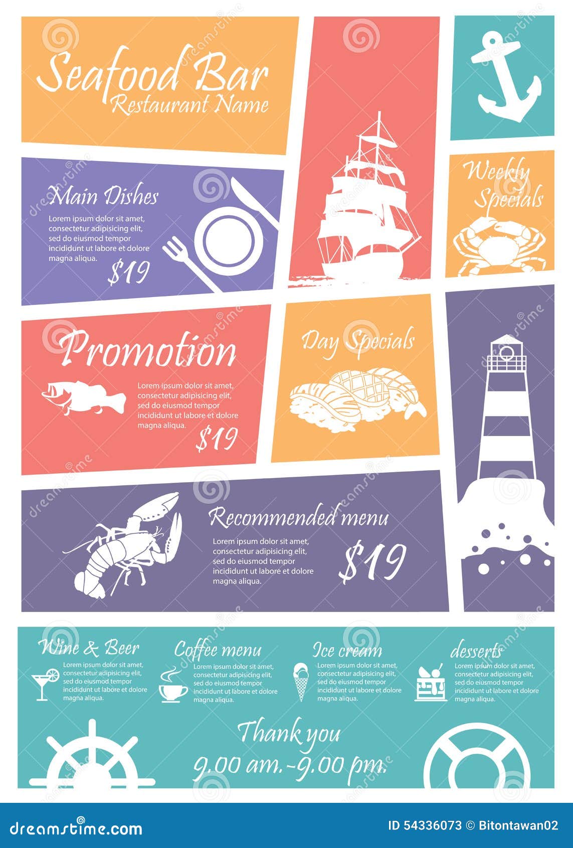 Menu Seafood Restaurants Signs,Posters Stock Vector - Illustration of ...