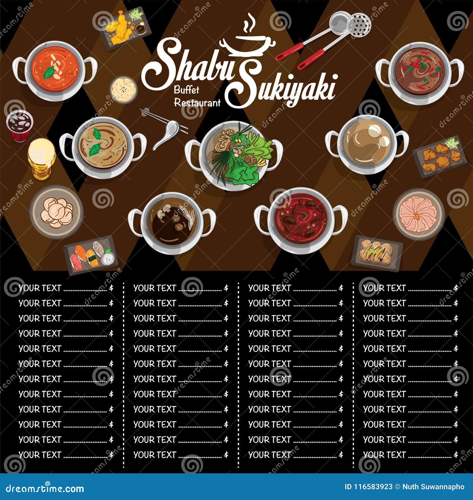 Menu Shabu Sukiyaki Restaurant Template Stock Illustration ...