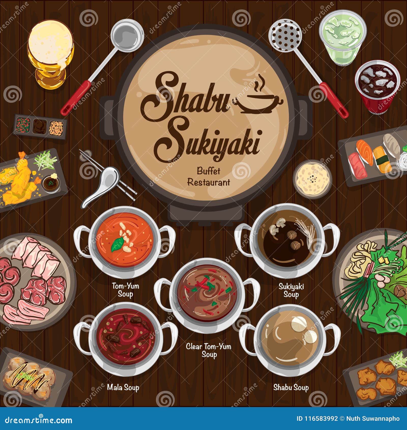 Shabu Menu Doodle. Hand Drawing Styles For Shabu Menu Vector ...