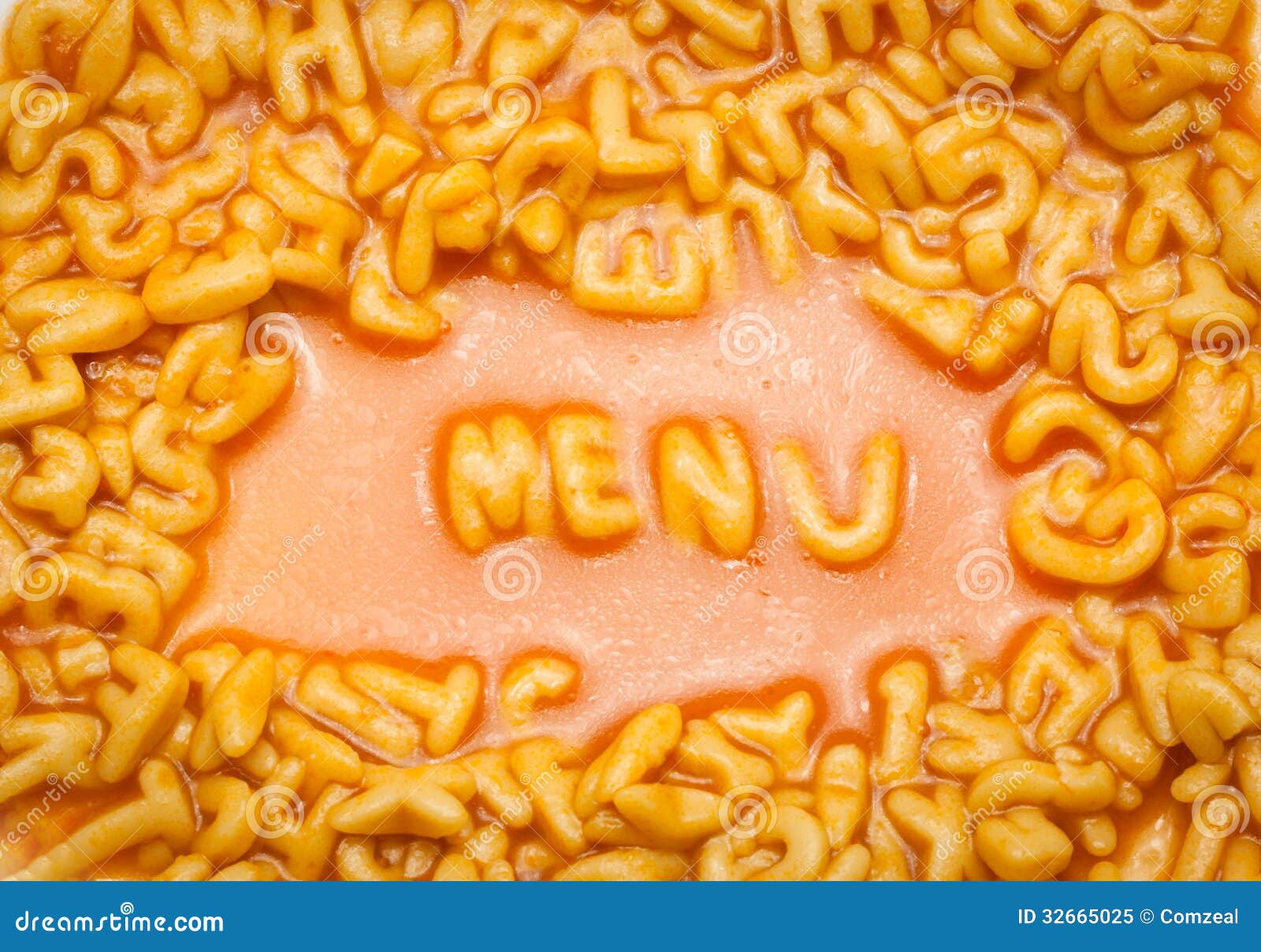 Menu Spelt with Spaghetti Letters Stock Image - Image of meal ...