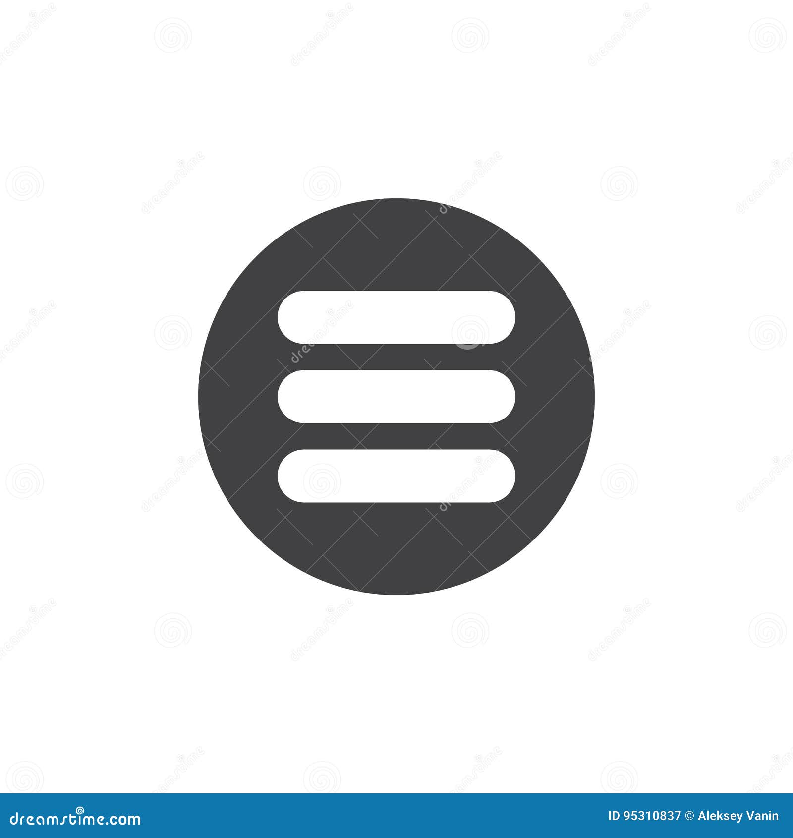 Menu Stack Flat Icon. Round Simple Button, Circular Vector Sign Stock ...