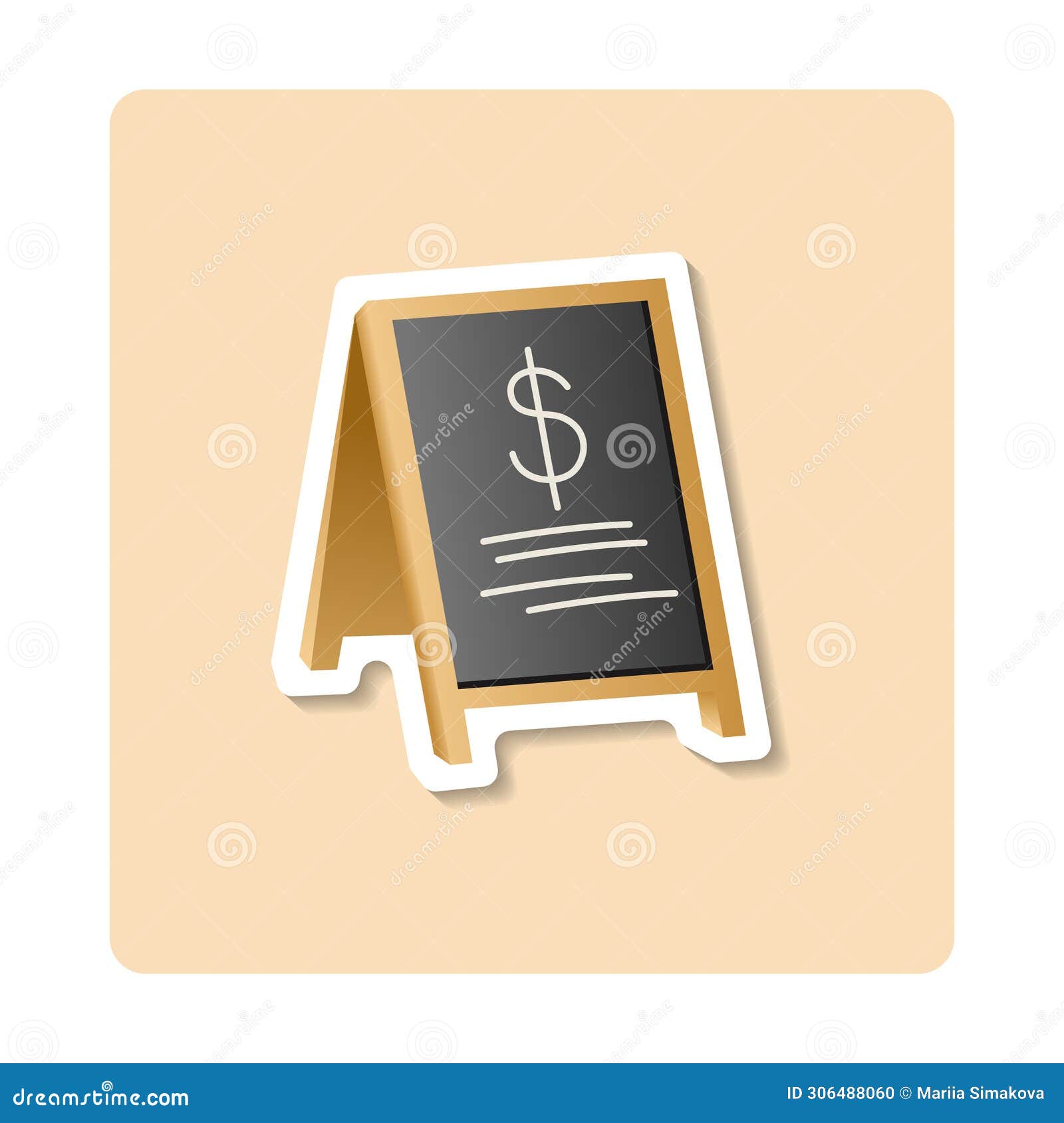 Menu Sticker Illustration. Signboard, Dollar, Text, Stand. Editable ...