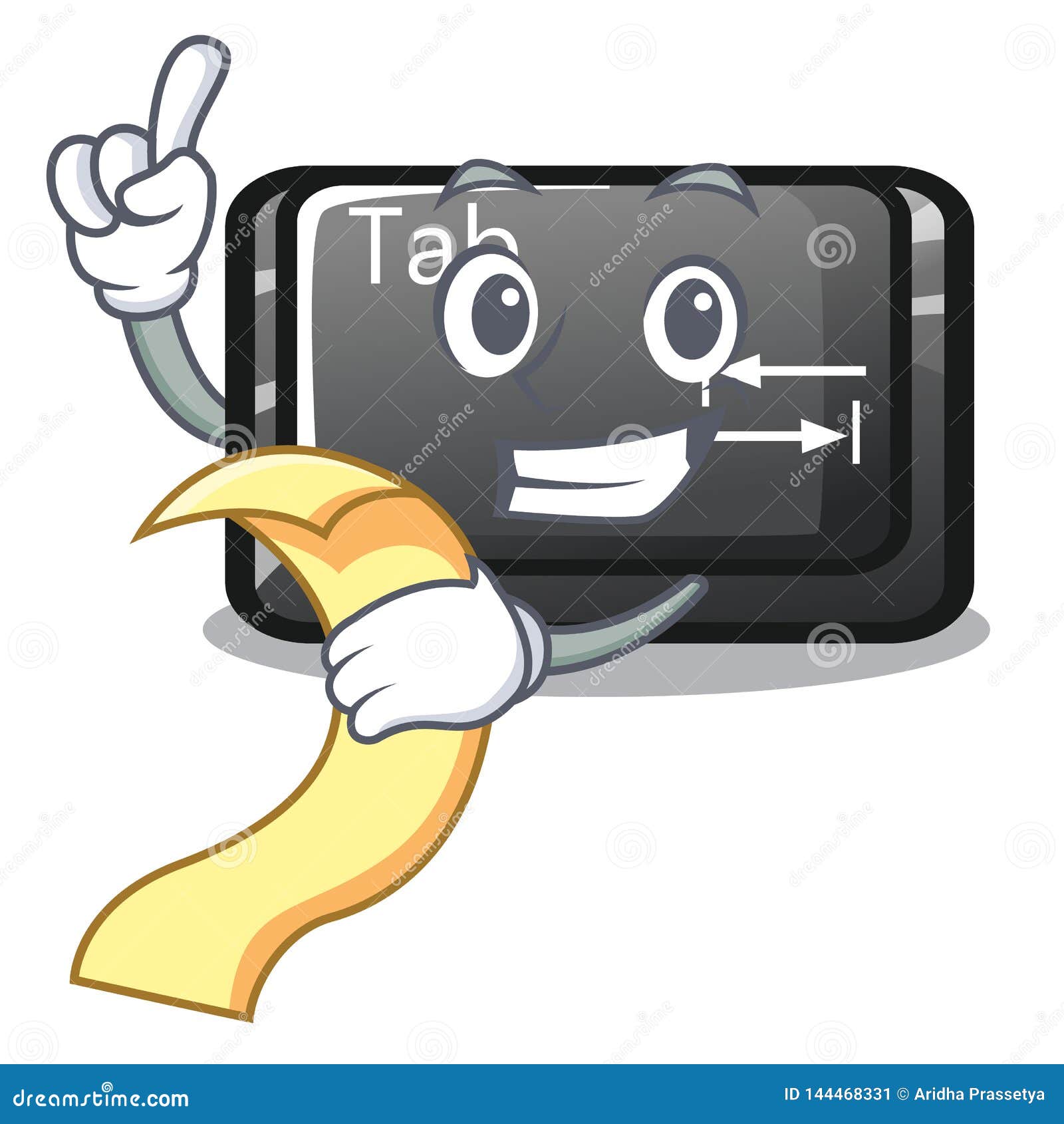 With Menu Tab Button Attached To Cartoon Keyboard Stock Vector ...